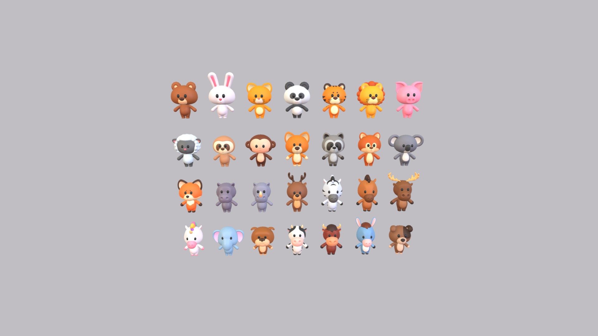 Pack008 Cartoon Animal Pack 1 - Buy Royalty Free 3D model by BaluCG ...