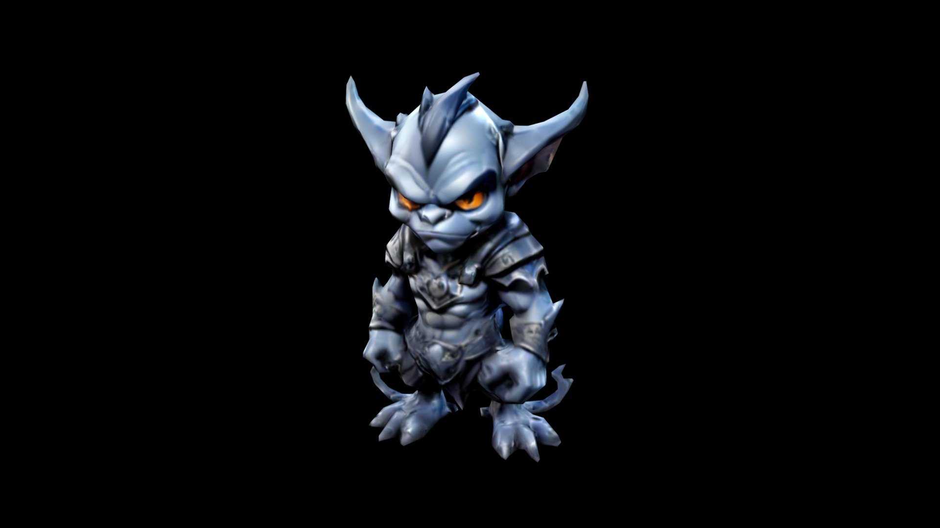 An armored goblin with large orange eyes and hor - Download Free 3D ...