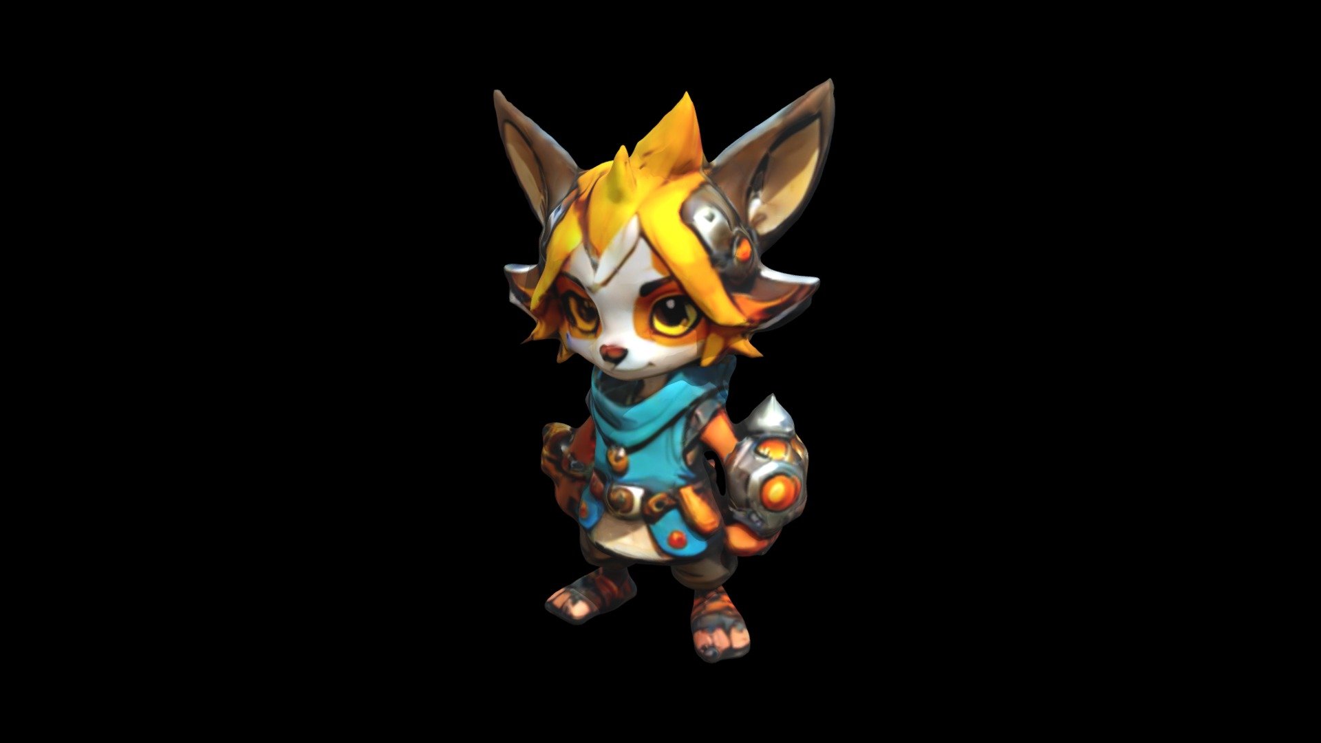 a cartoon drawing of a fox wearing a blue ves - Download Free 3D model ...