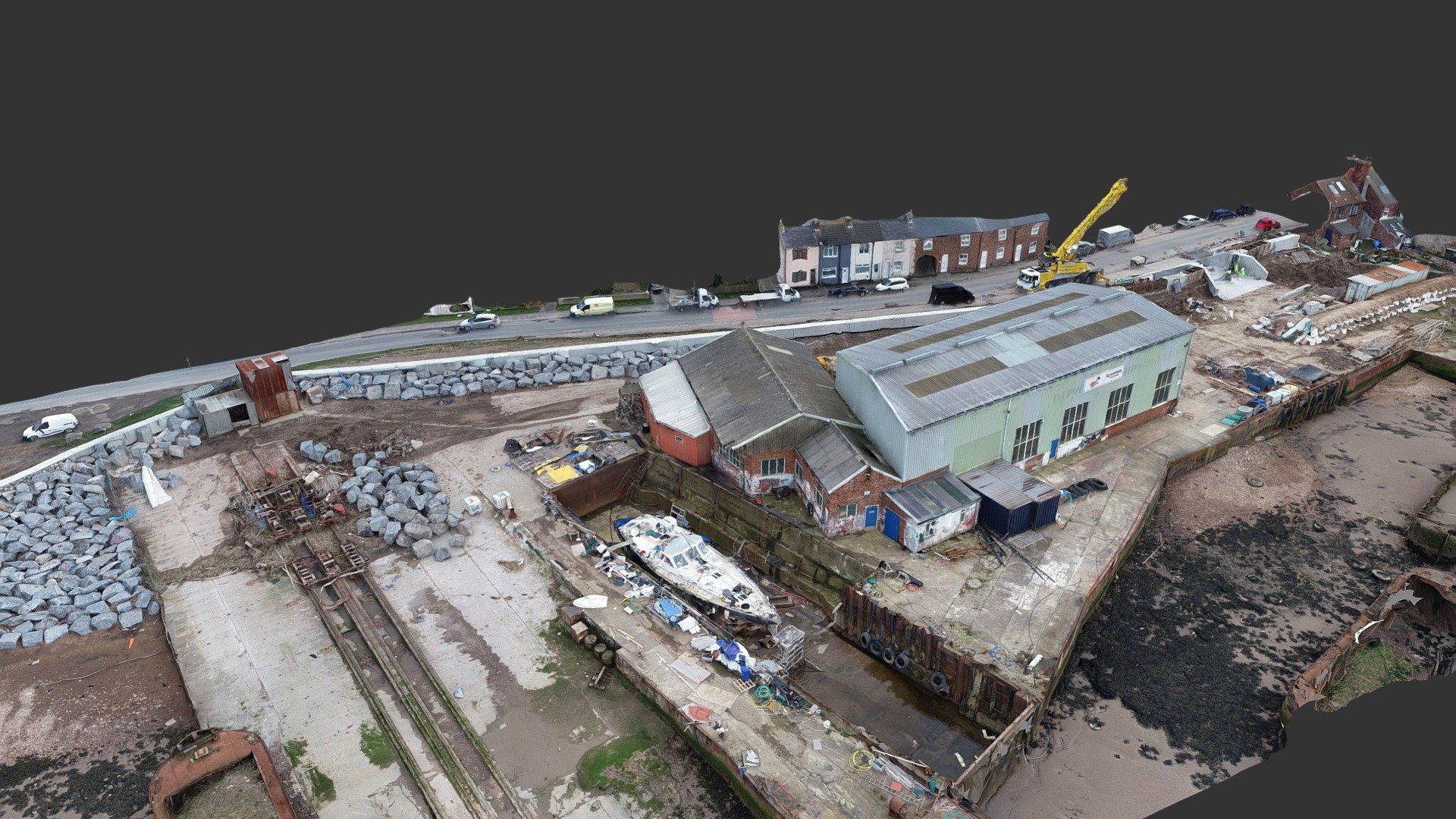 Paull Shipyard - Tidal defence works - 3D model by UK Drone Surveys ...