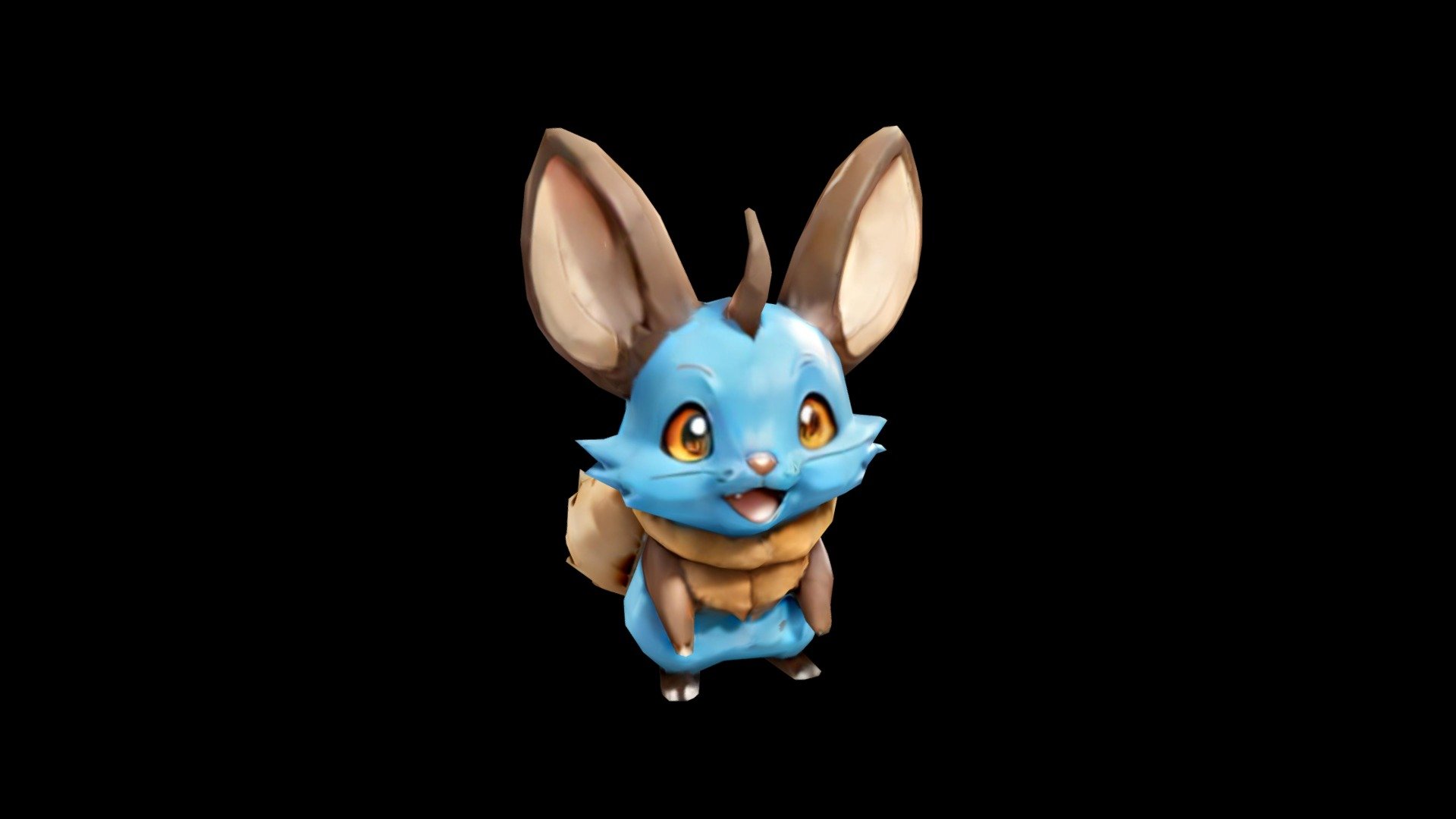 A blue raccoon-like creature is standing and smi - Download Free 3D ...