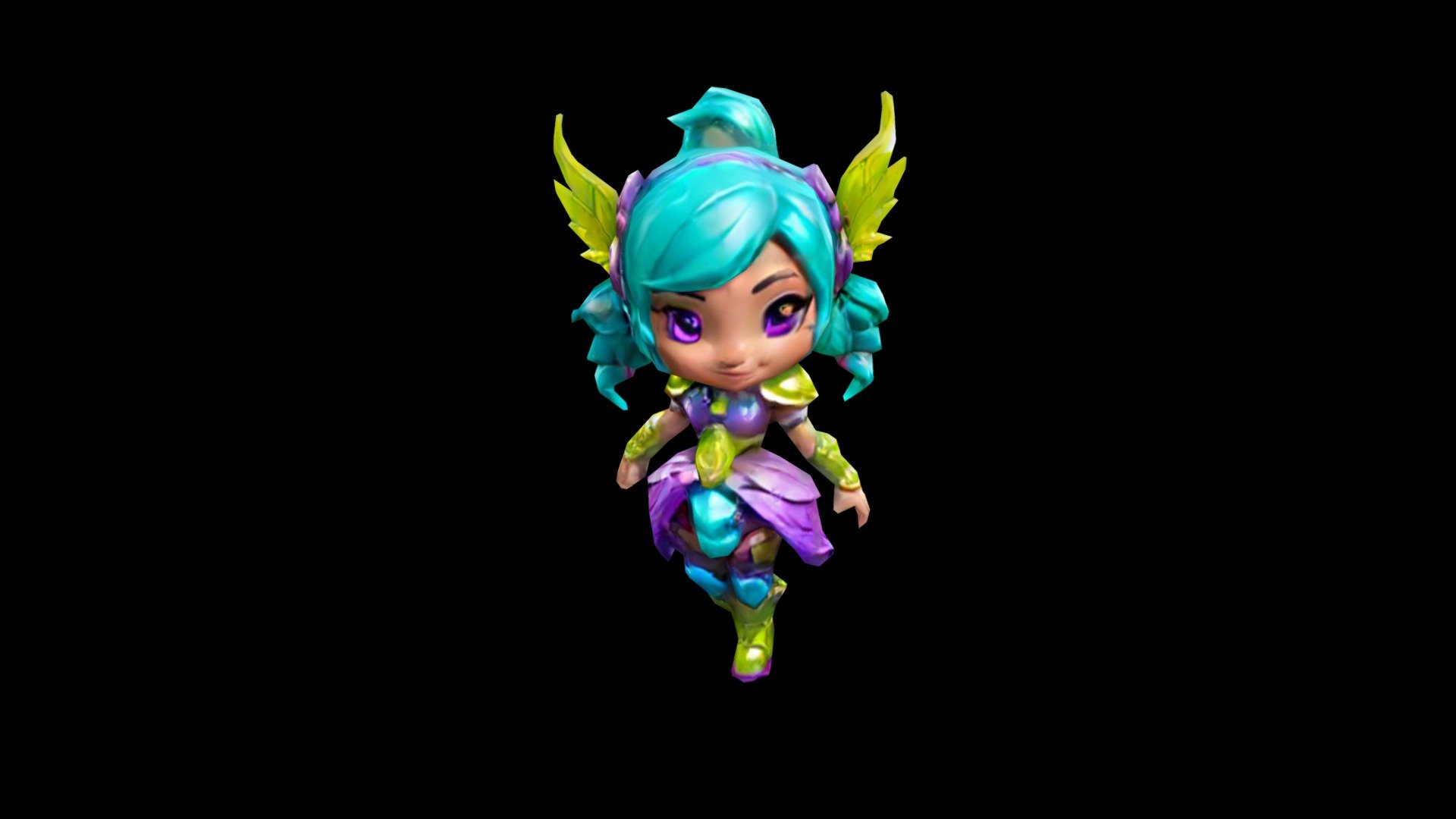 Anime female character with teal hair and purpli - Download Free 3D ...