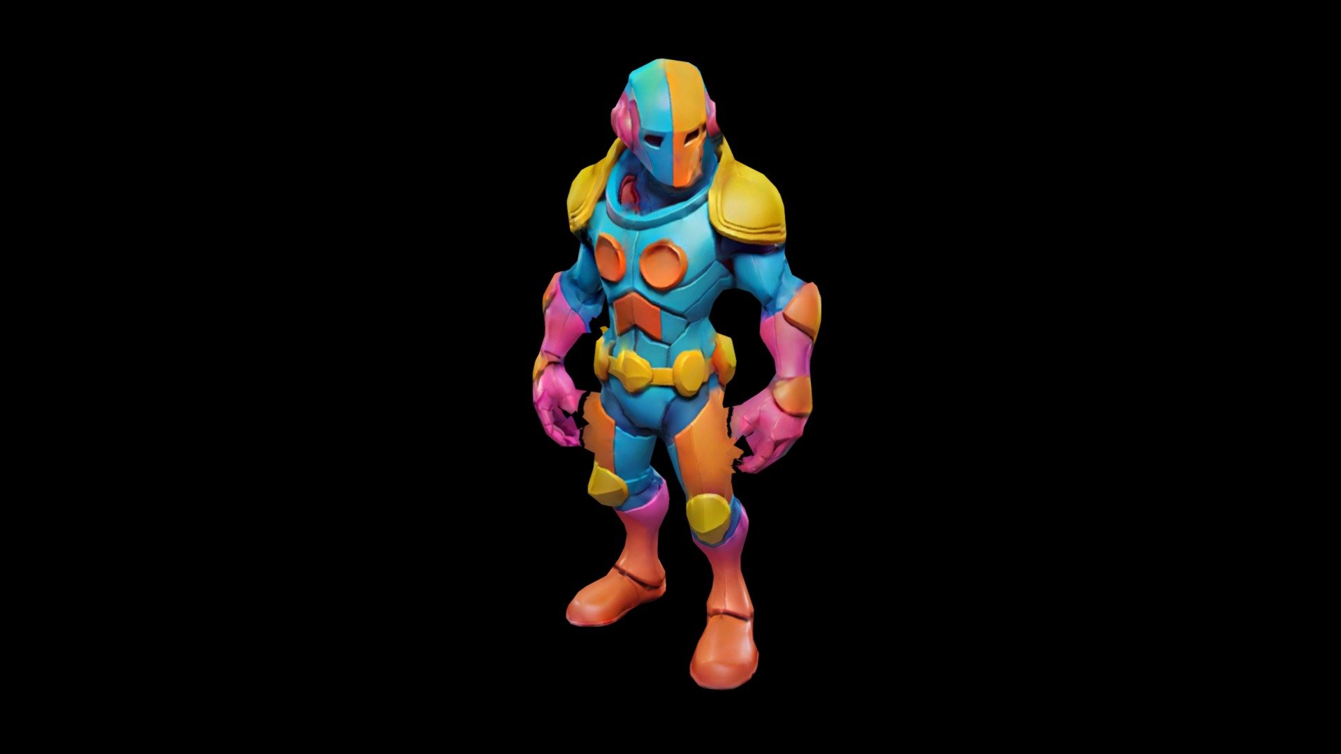 An action figure with blue, orange, and pink arm - Download Free 3D ...