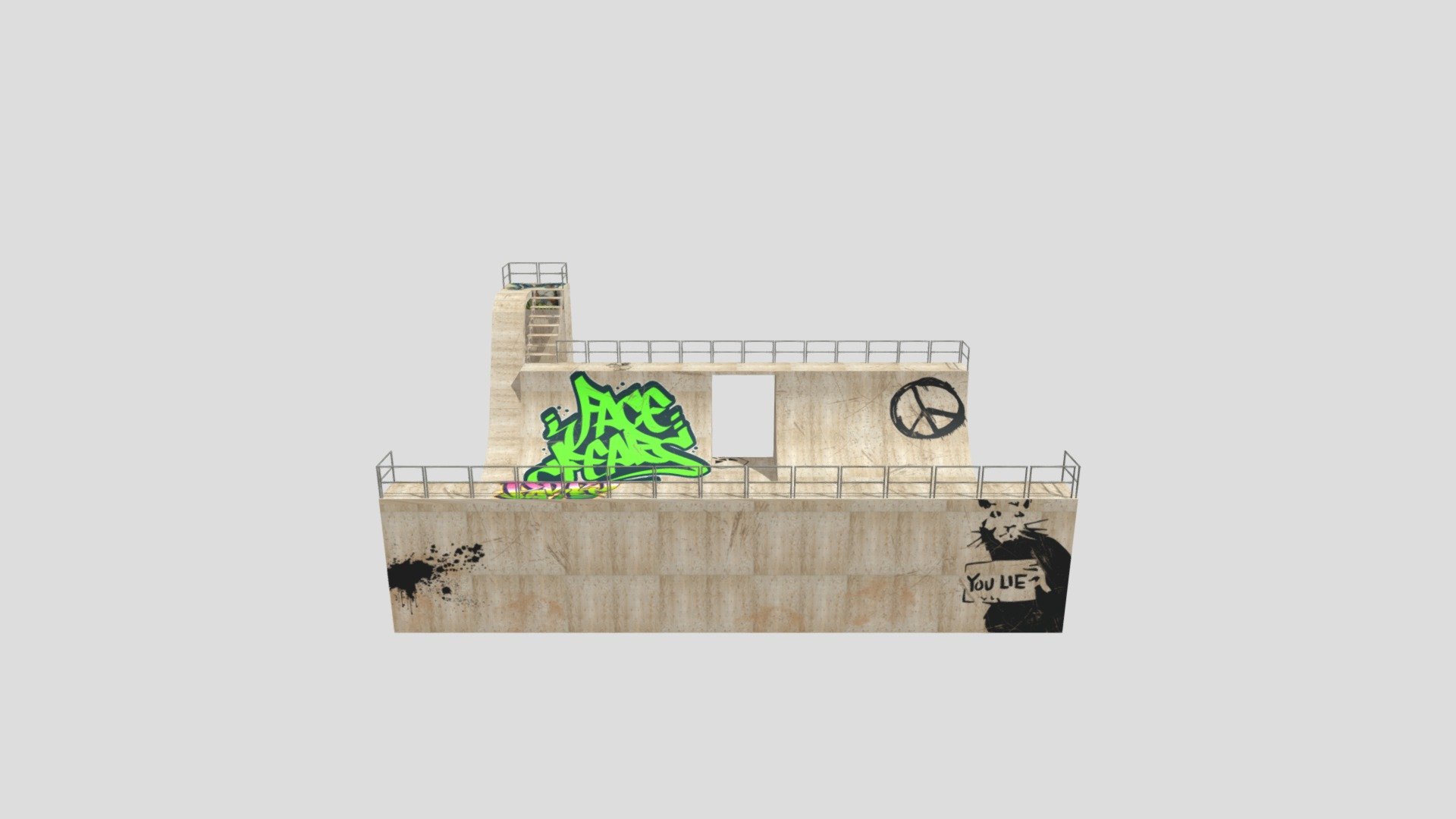 Textured Half Pipe - 3D model by kproctor231 [3bbf014] - Sketchfab