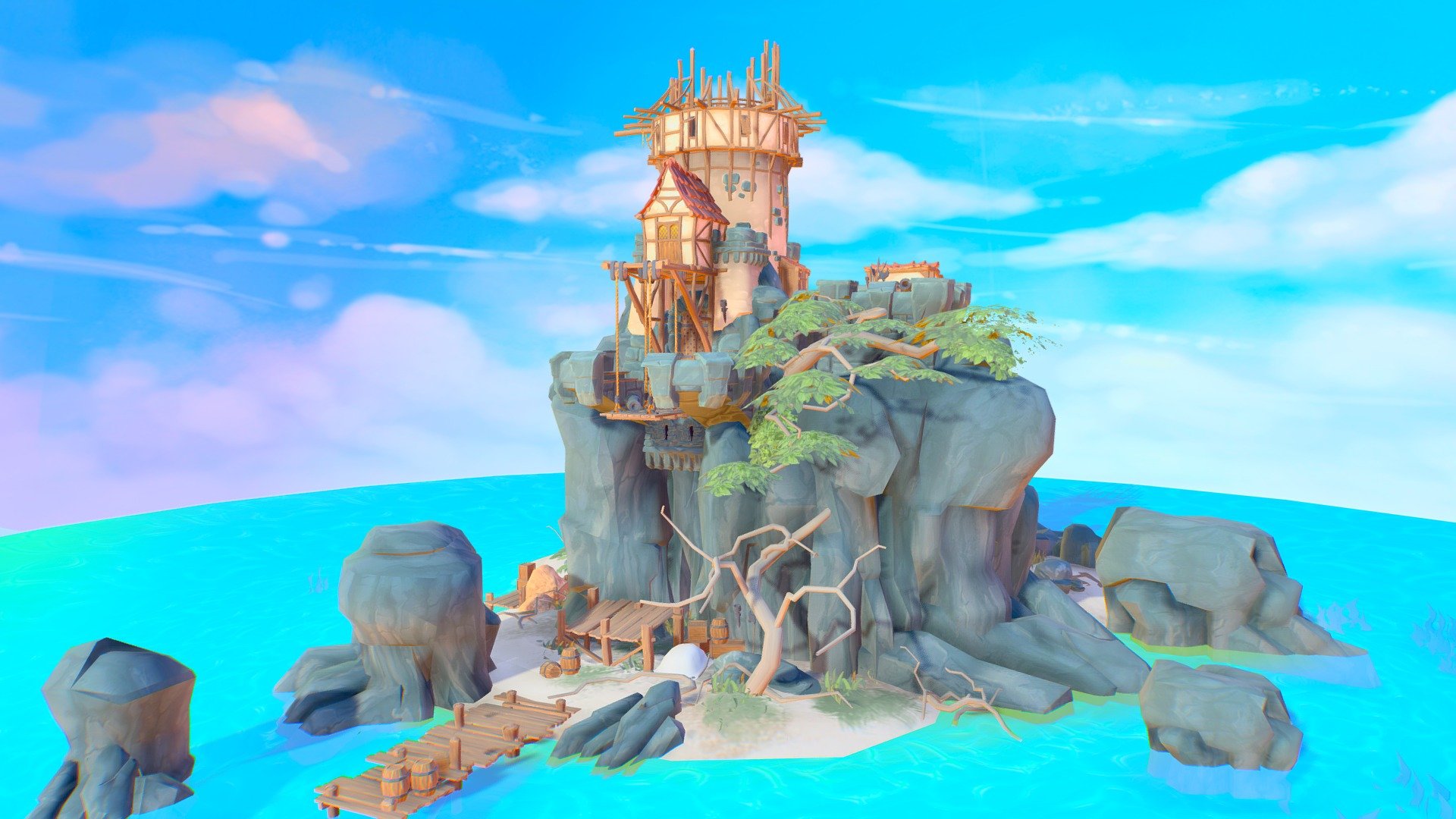 Sketchfab 3D Editor Challenge: Vibrant Sea Keep - 3D model by Ryley ...