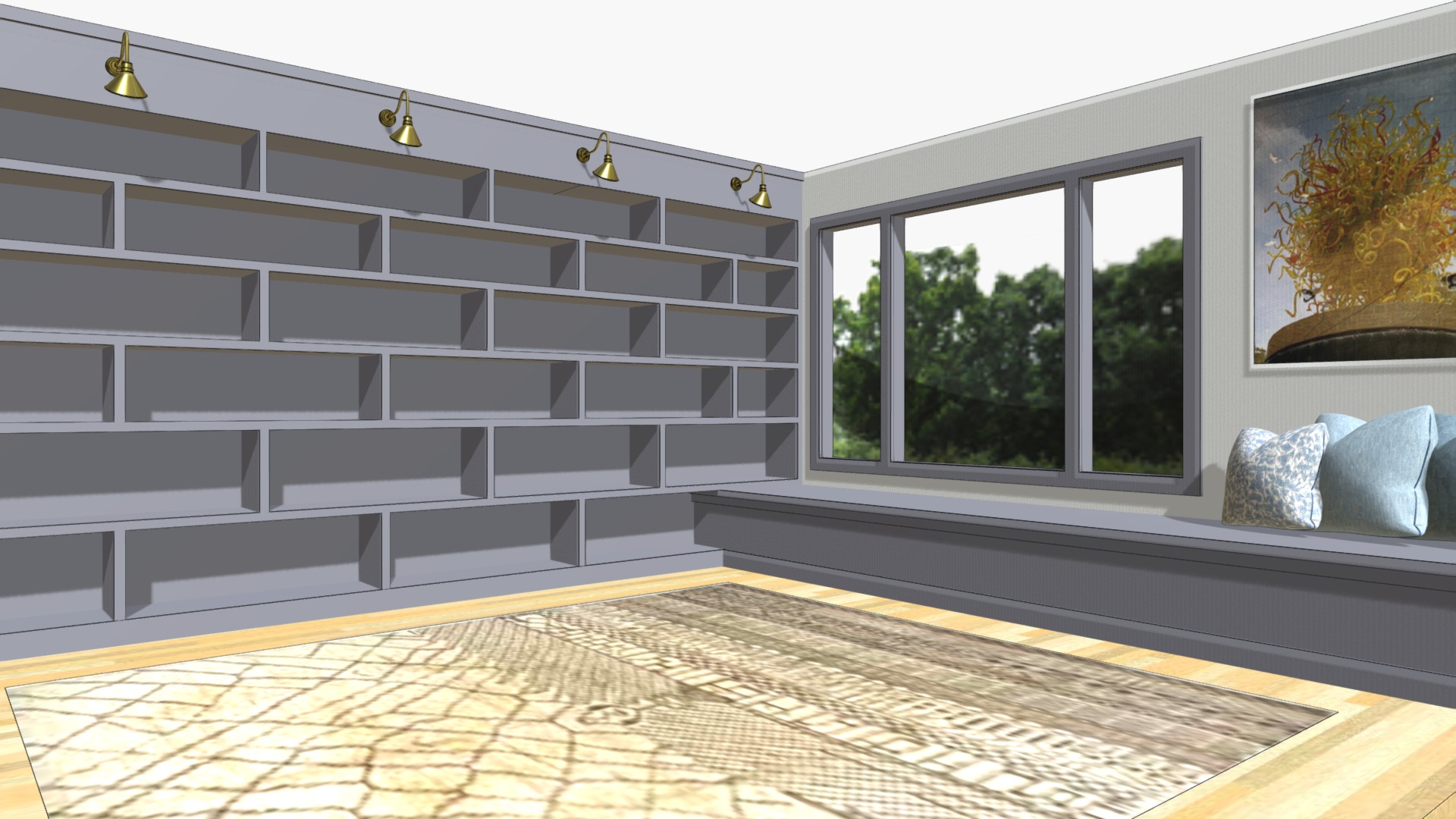 Offset Library Shelves with Integrated Lighting - 3D model by Faith ...