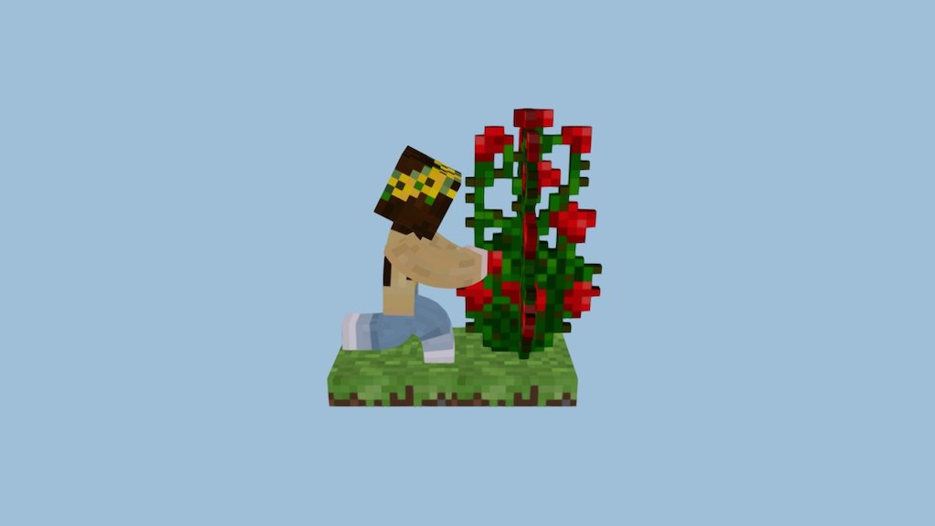 Minecraft Character and Roses - 3D model by japuzen [3bdef7d] - Sketchfab