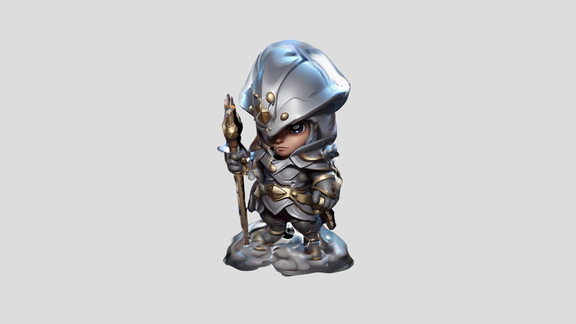 Chibi-style illustration of a knight in armor h - Download Free 3D ...