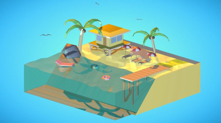 Isometric beach - Daily render - 9 - Download Free 3D model by gav ...