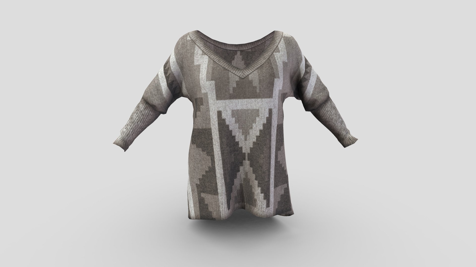 Female Loose V Neck Winter Sweater - Buy Royalty Free 3D model by 3dia ...