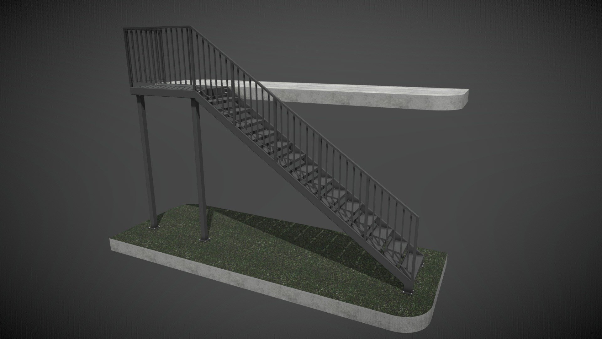 External Straight Run + Balustrade H=3000mm v.1 - 3D model by Tony ...