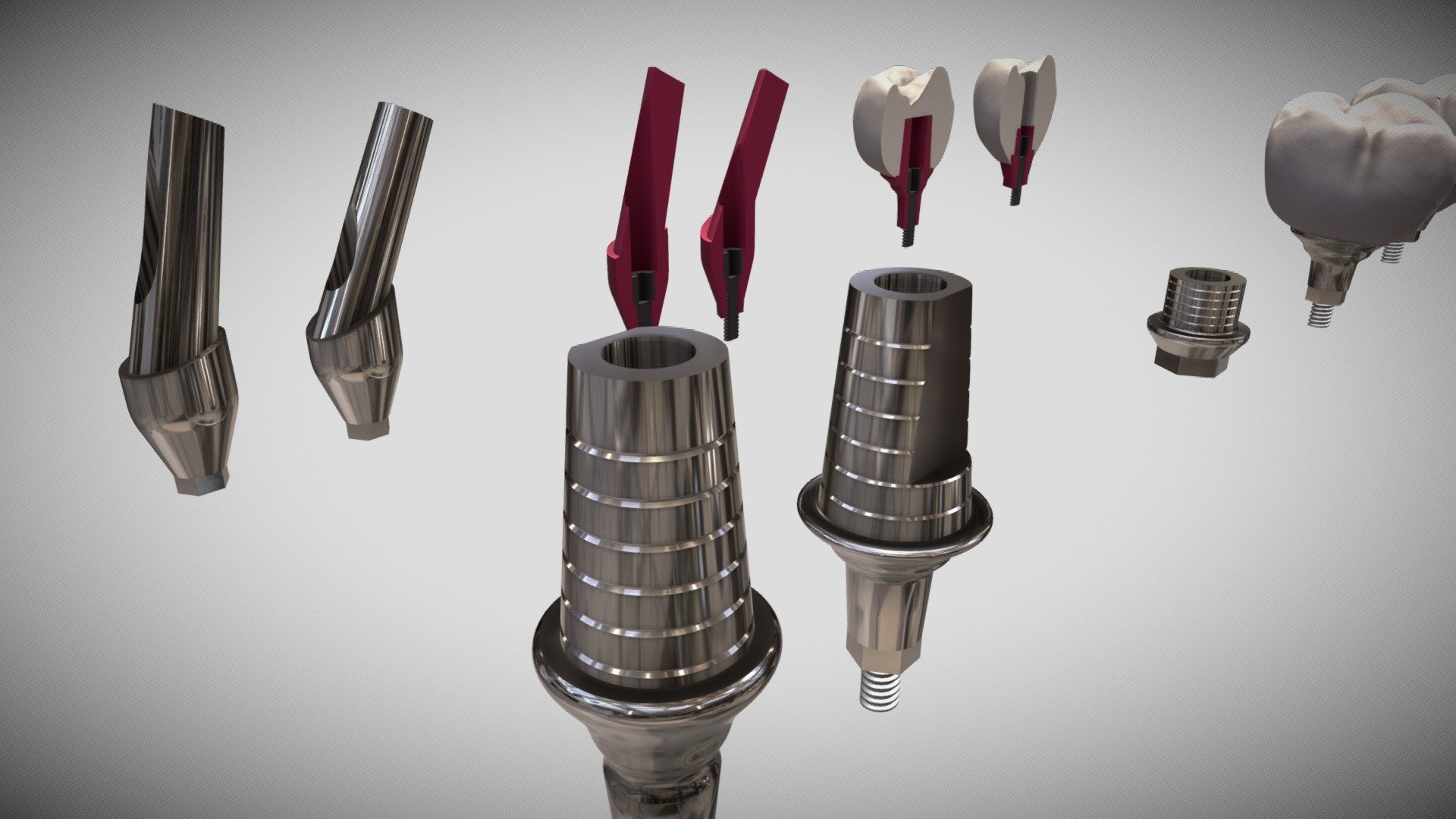 Implant Abutments (Cement/Screw, St/Angled) - 3D model by Muhammad ...