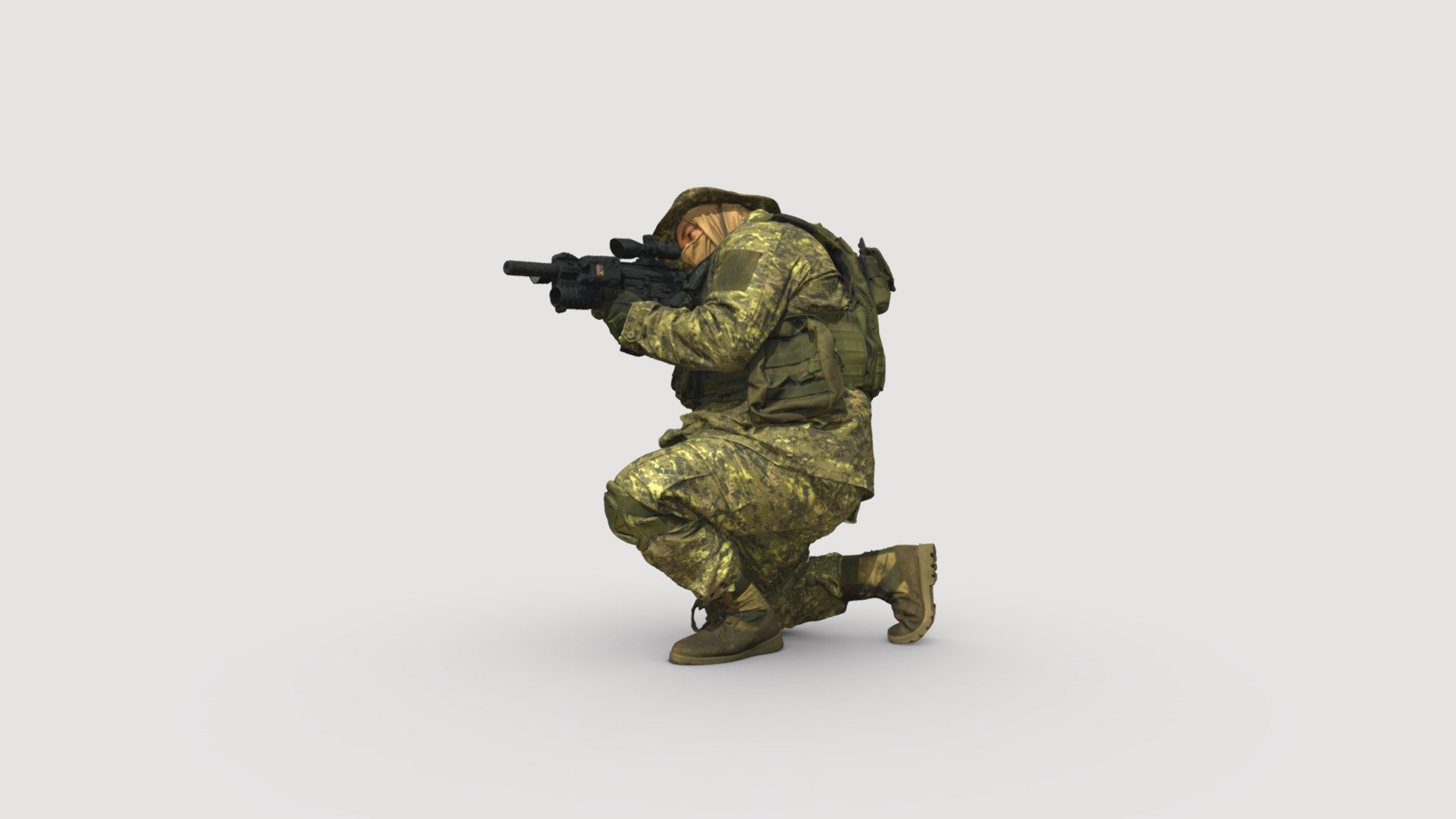 modern soldier aiming on knee honeybadger 001151 - Buy Royalty Free 3D ...