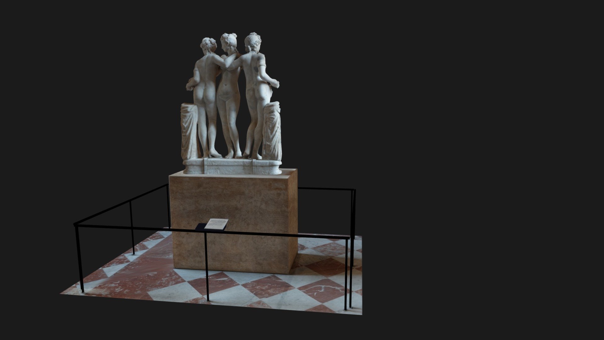 Les 3 Graces salle Cariatides Louvre Museum - 3D model by godardparis ...
