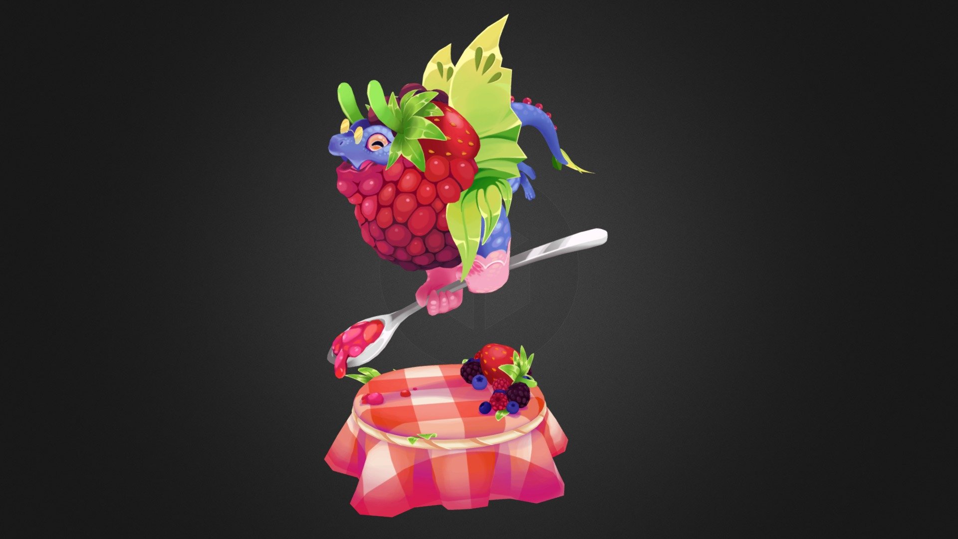 Berry Dragon - 3D model by Jasmine Carter (@jac-art) [3c7b8e5] - Sketchfab