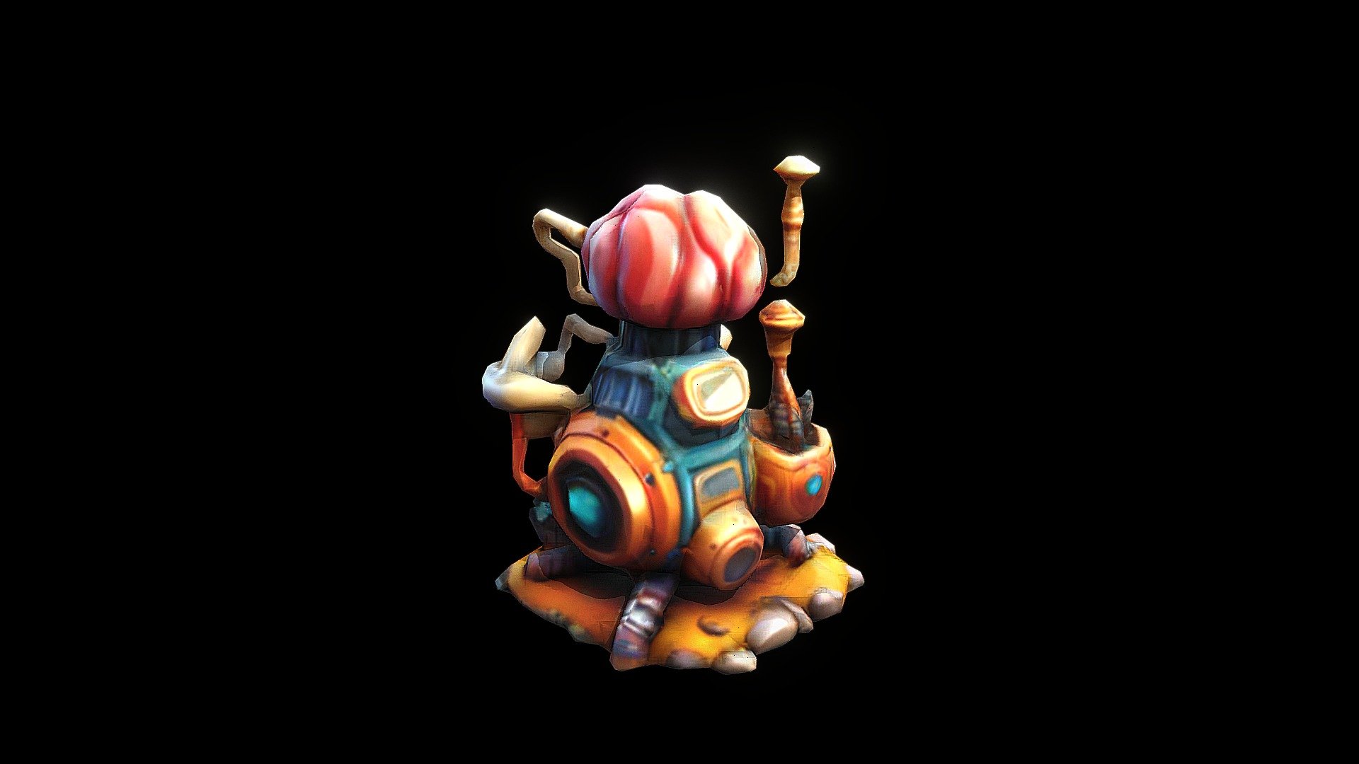 a cartoon drawing of a machine with a red flo - Download Free 3D model ...