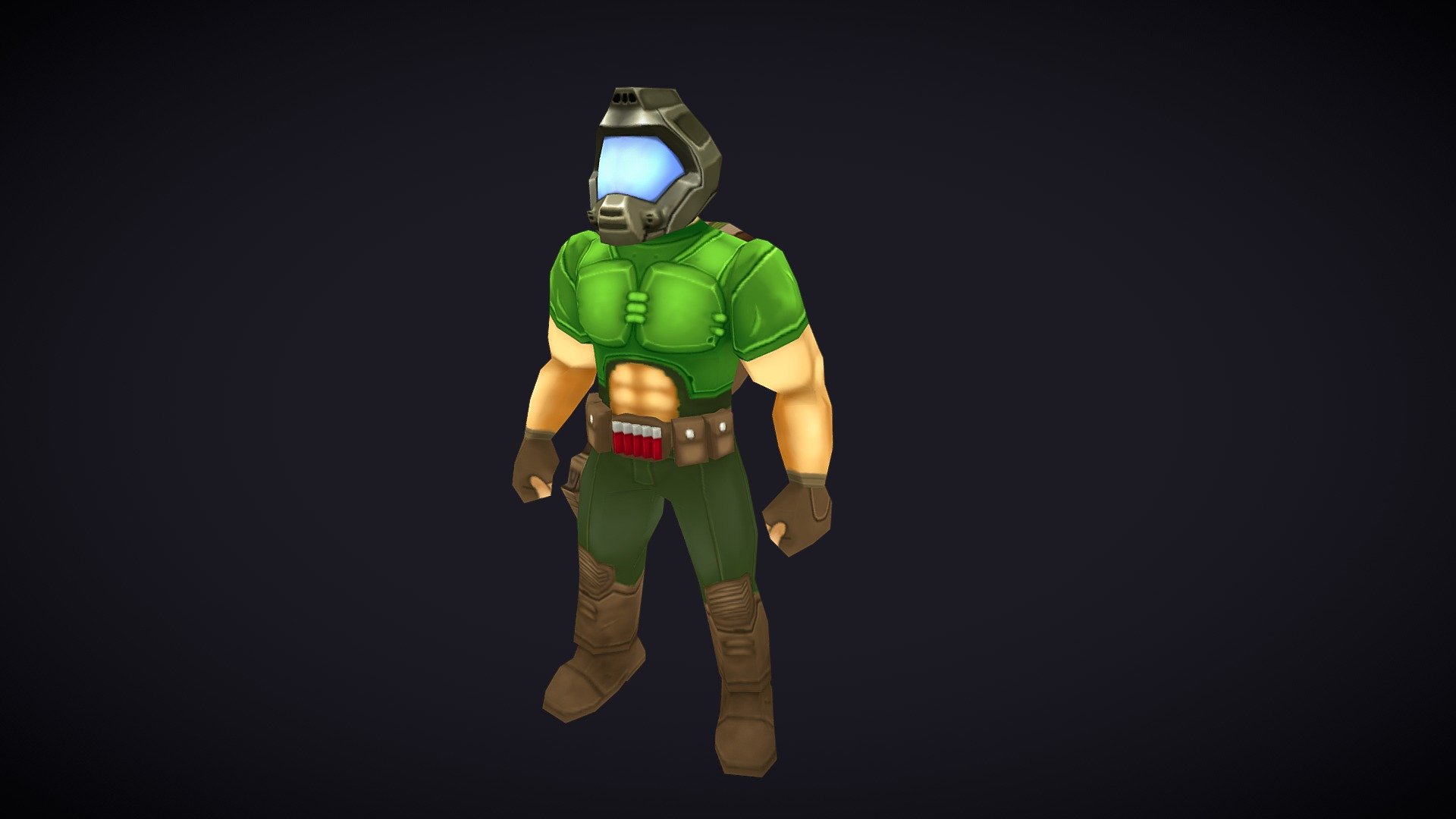 Low Poly DoomGuy ☠️ - 3D model by SkeletonSombrero [3cab449] - Sketchfab