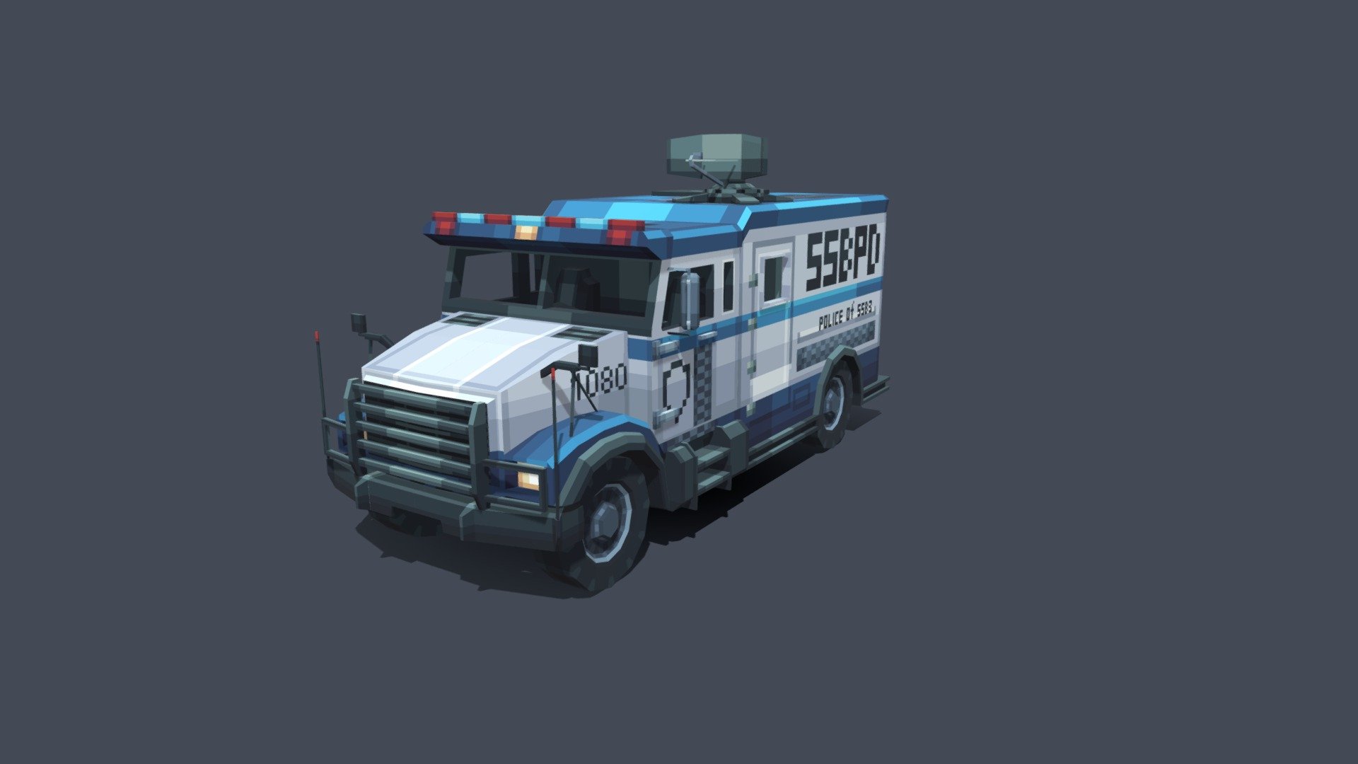 Stockade Police - Low Poly Pixel Art car model - 3D model by W'Projects ...