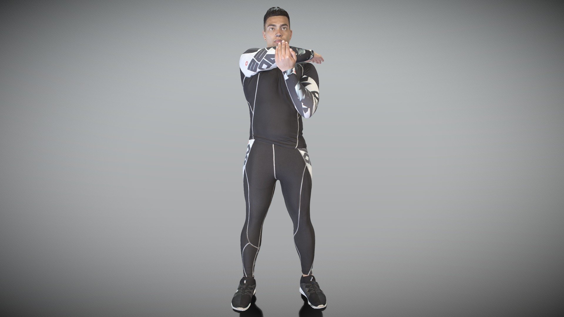 Muscular young man stretching arms 296 - Buy Royalty Free 3D model by ...