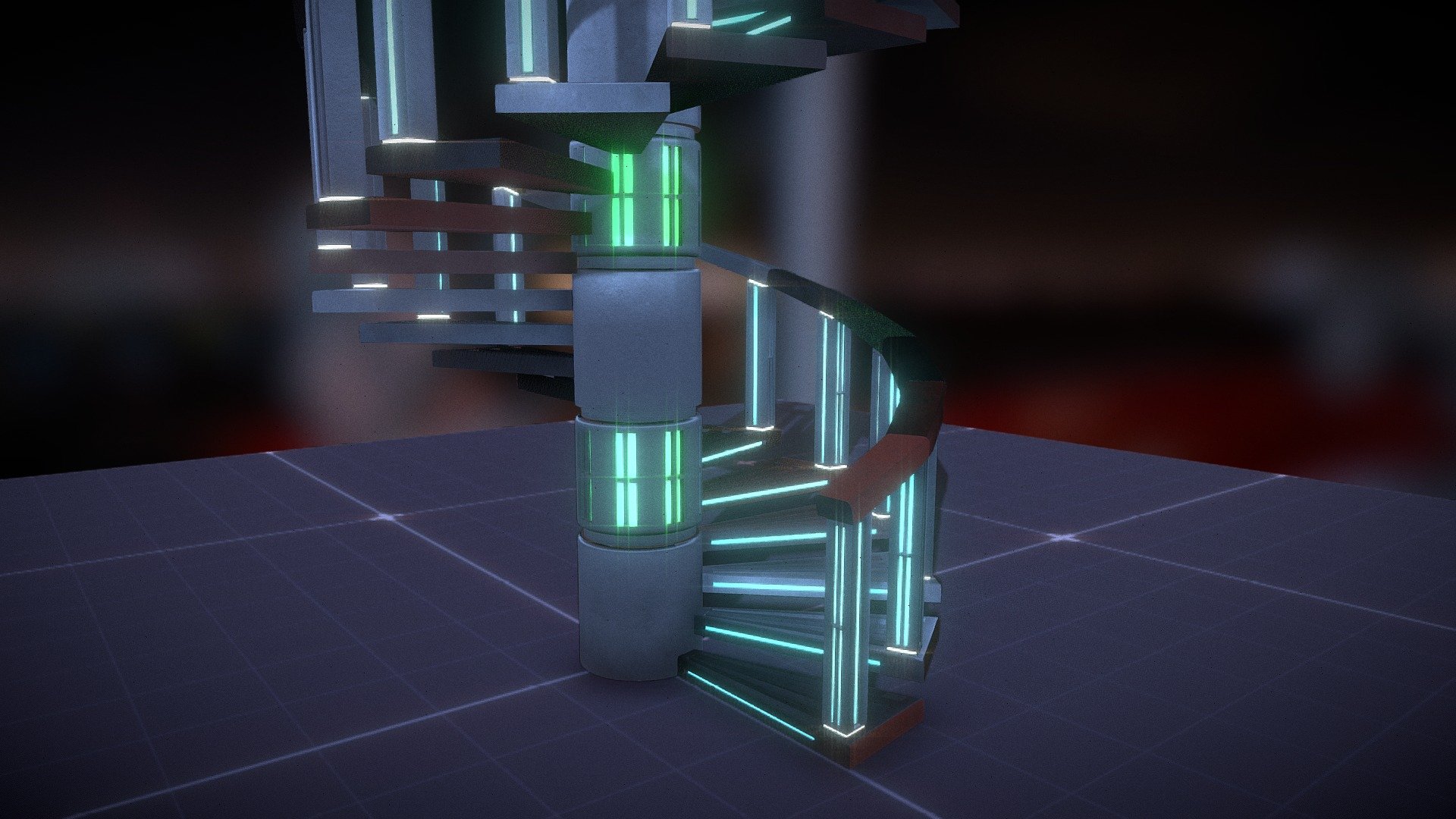 Sci-fi stairs with neon backlighting v2 - Download Free 3D model by ...