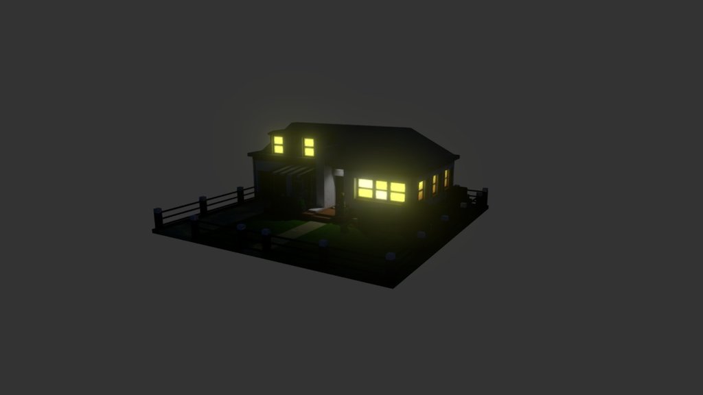 house at night - 3D model by s_y [3cf1f2a] - Sketchfab