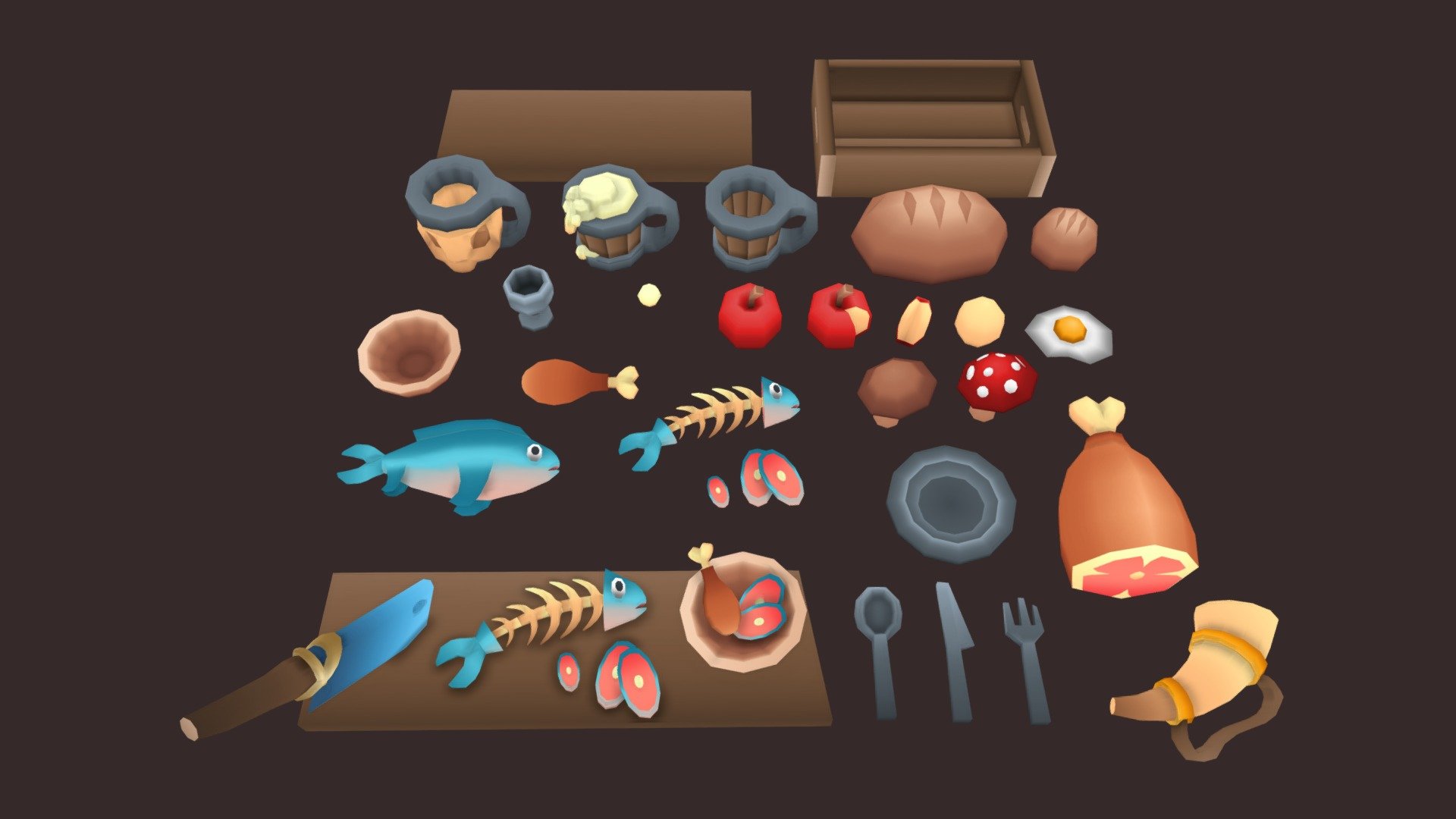 Viking food - asset pack - Buy Royalty Free 3D model by beauterhammm ...