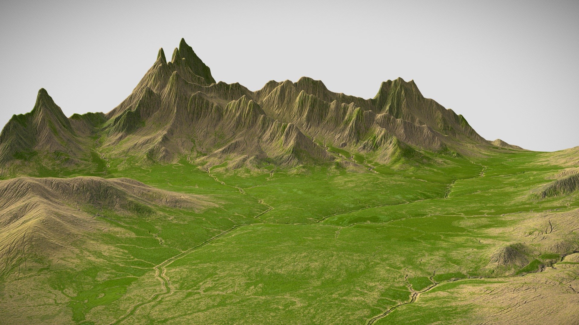 A Valley Among The Mountains - Buy Royalty Free 3D model by Foto Retina ...