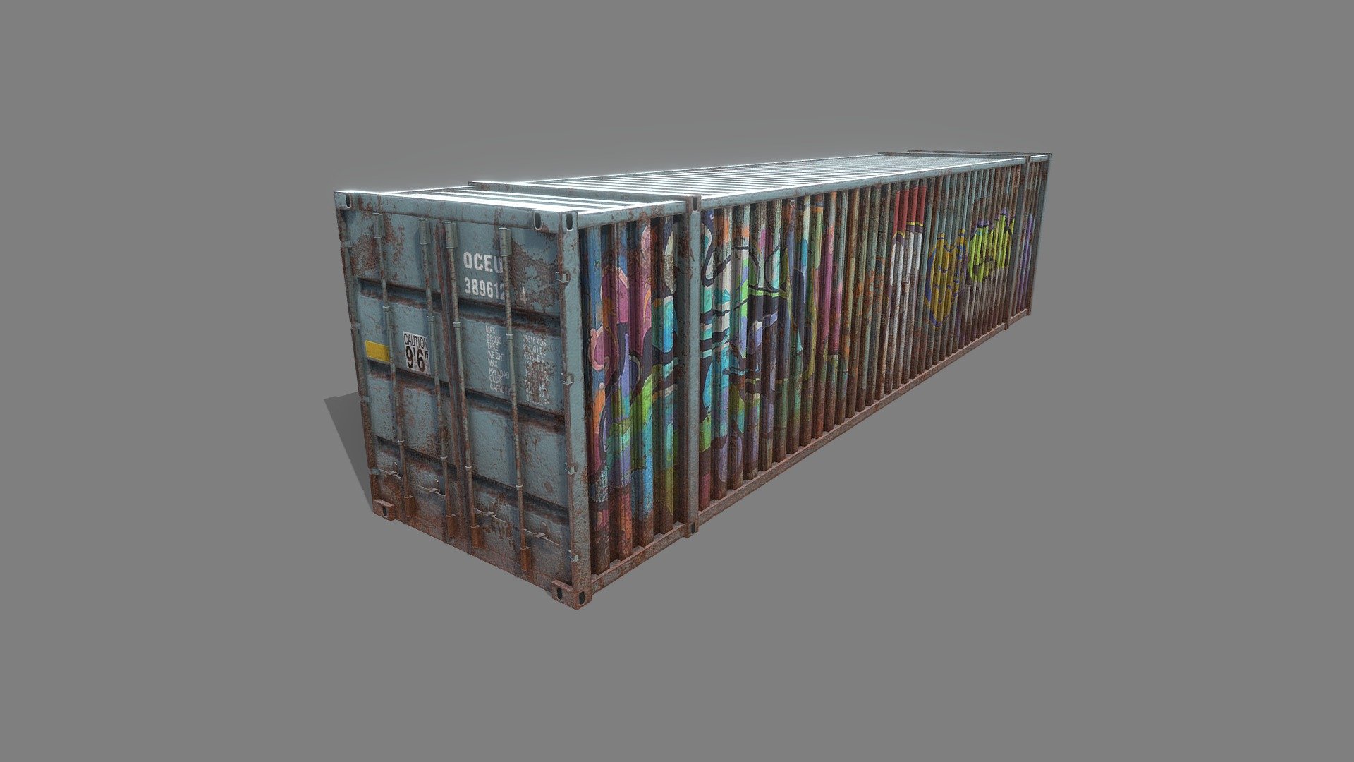Shipping Container w. graffiti [53 ft.] - 3D model by Evan Hiltz (@evan ...