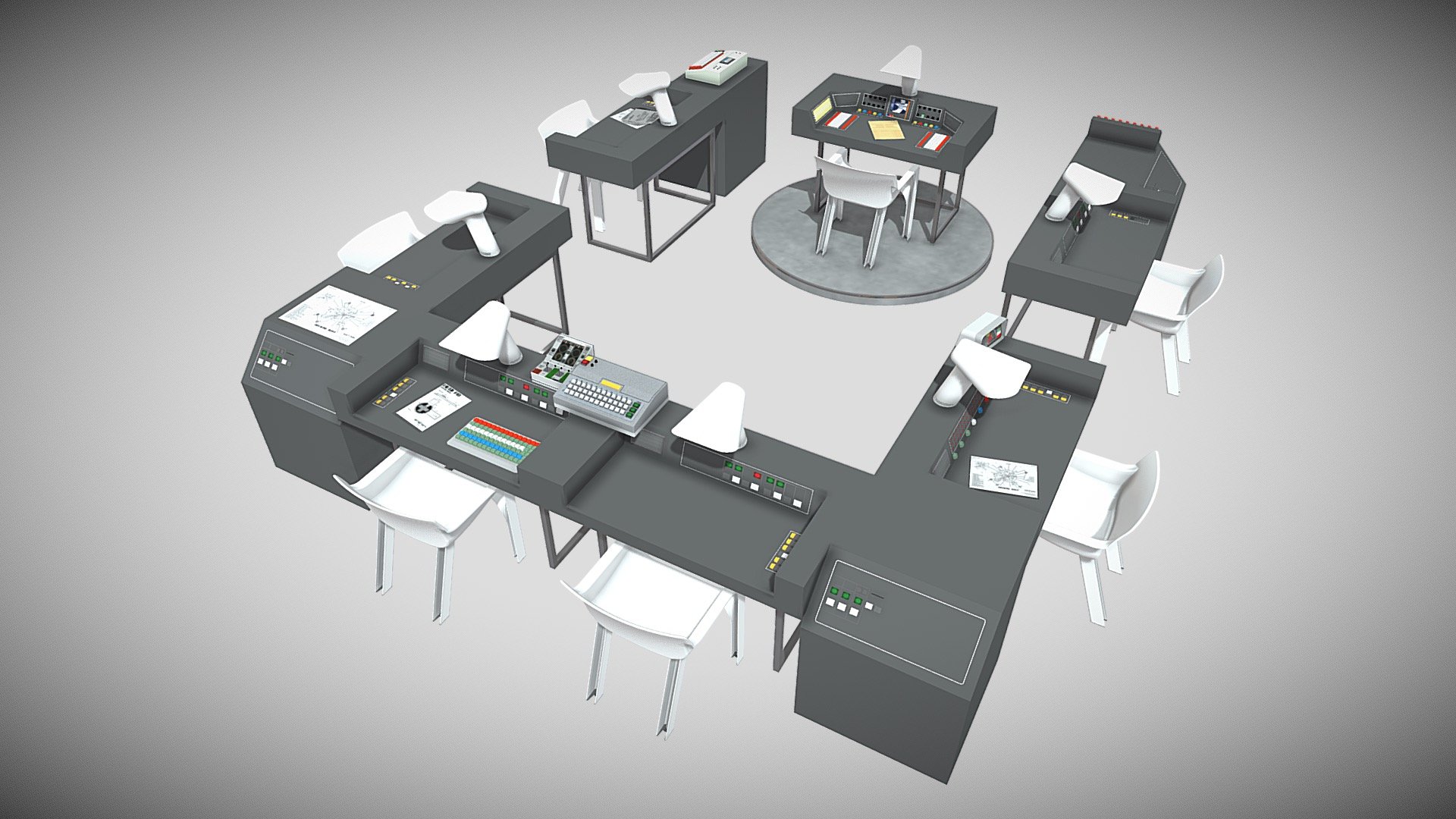 Main Mission Desk Layout - 3D model by COSEDIMARCO [3d105a1] - Sketchfab