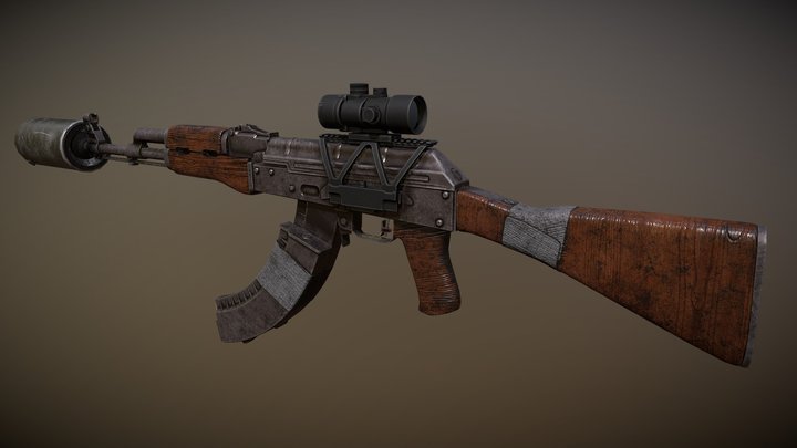 Ak-47-akm-weaponlowpoly-low-poly-blender 3D models - Sketchfab