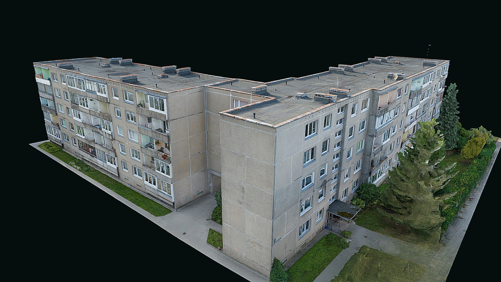 5 Floor apartment building before renovation - Buy Royalty Free 3D ...