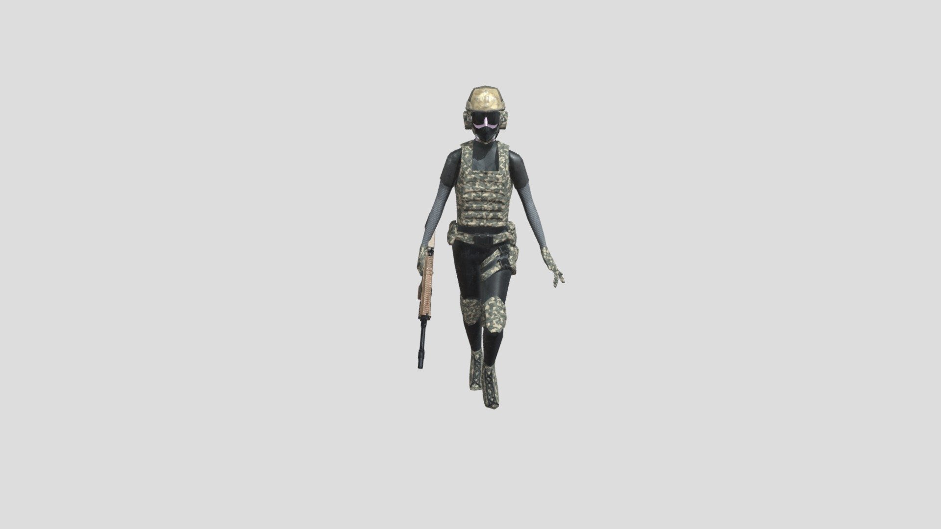 female soldier 01 walk - 3D model by namomahasitatapatreh [3d3de75 ...