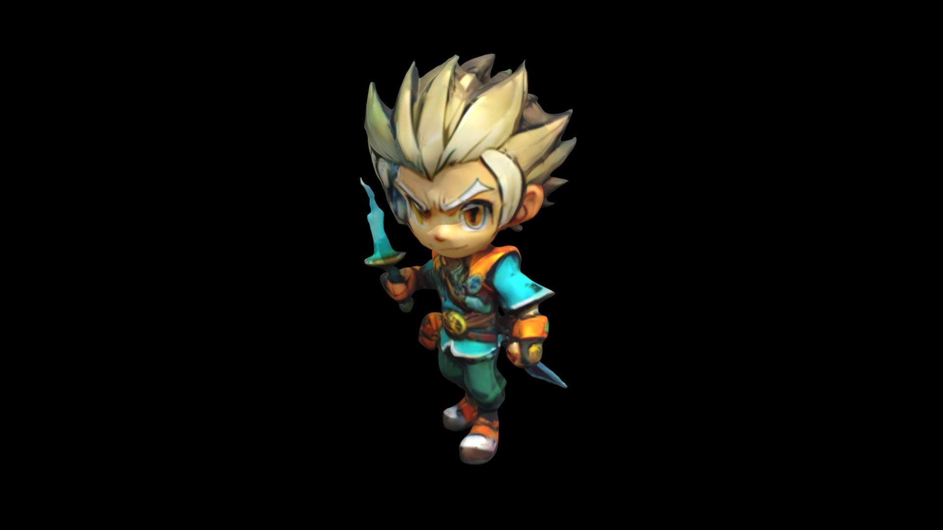 Anime character with blond spiky hair holding a - Download Free 3D ...