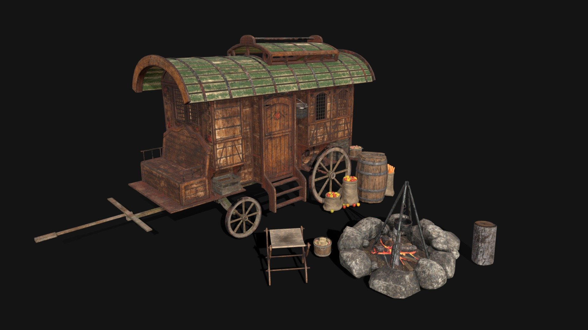Medieval Wagon Camping Pack - Buy Royalty Free 3D model by Clockwork ...