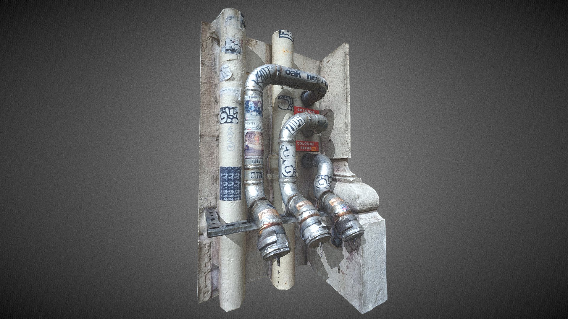 Parisian Water Pipes with Stickers - Download Free 3D model by 3DSCANFR ...