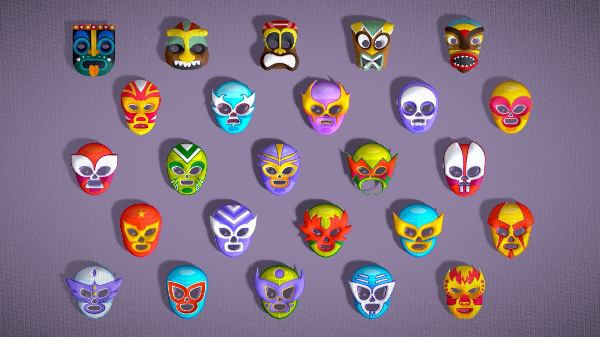 25 Kids Evil Mask Pack 2 - Cartoon Low Poly Mask - Buy Royalty Free 3D ...