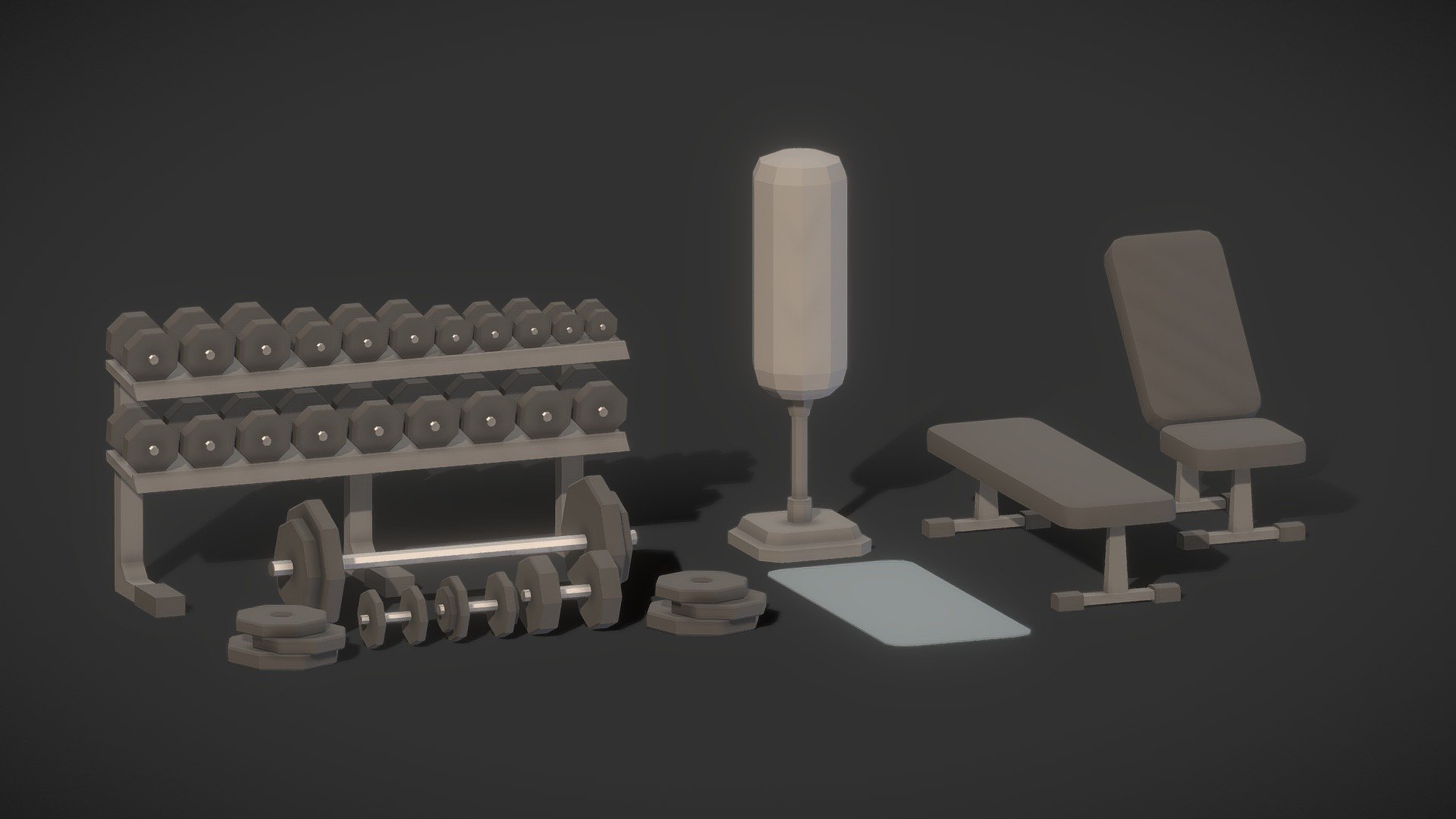 LowPoly Gym Assets - Download Free 3D model by Matrixxy [3d5fe54 ...