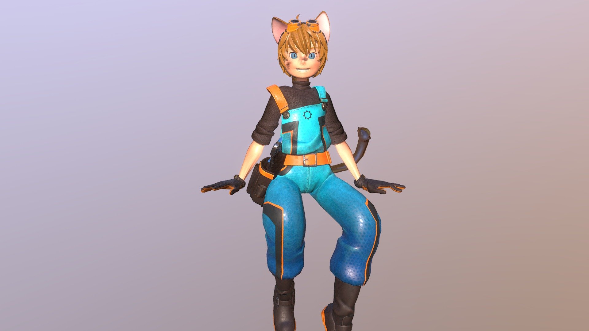 Little Cat Engineer - 3D model by mookeunji [3d68da1] - Sketchfab