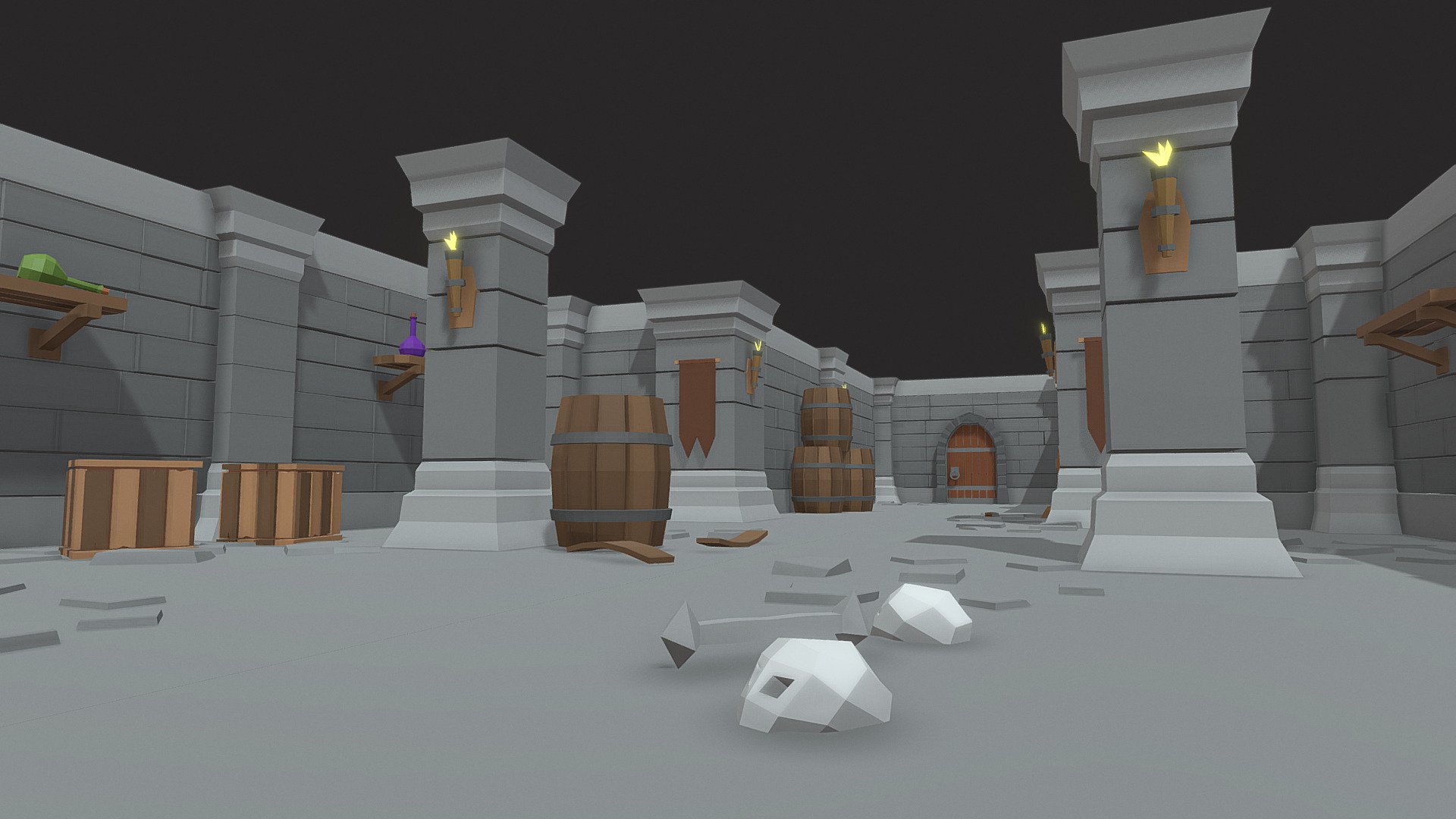 Low Poly Medieval Scene2 - 3D model by N1x [3d6da0d] - Sketchfab