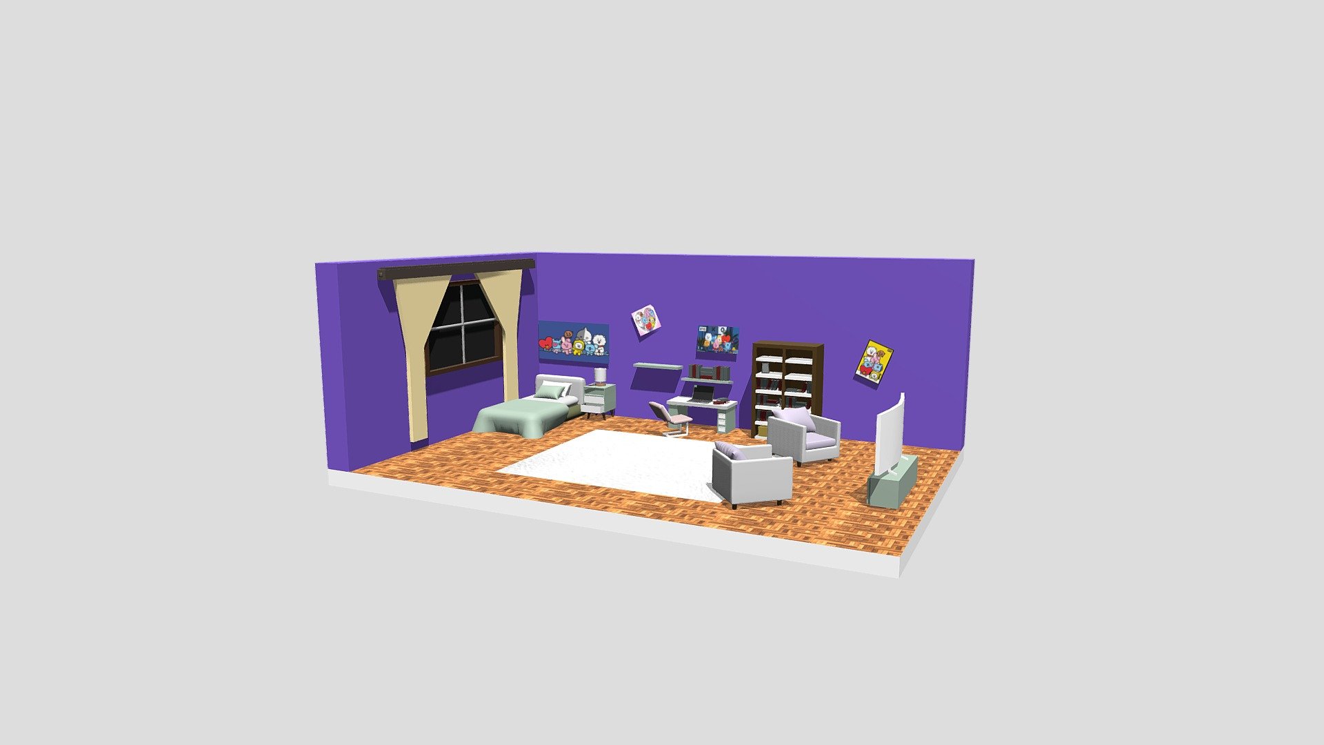 cute room - 3D model by wanda007 (@katlencristina25) [3d72b6f] - Sketchfab