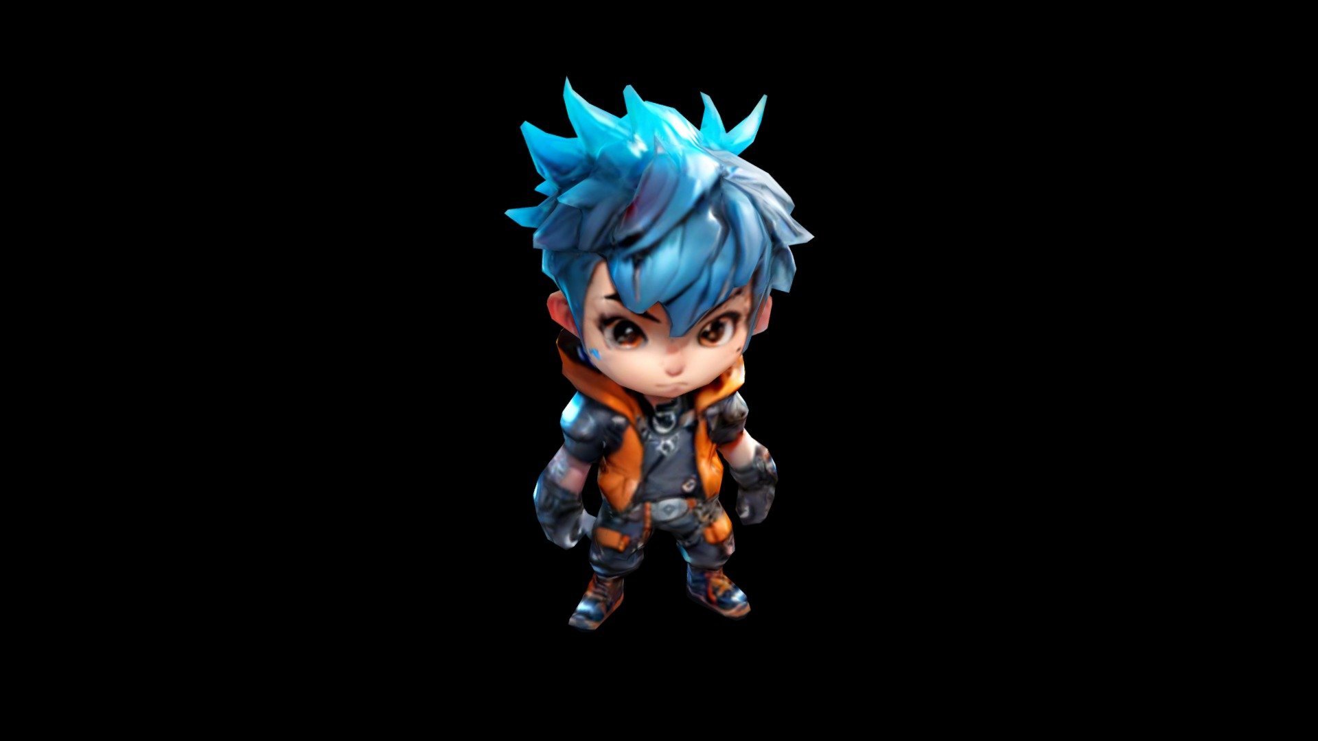 Anime Character with Blue Hair and Neutral Expre - Download Free 3D ...