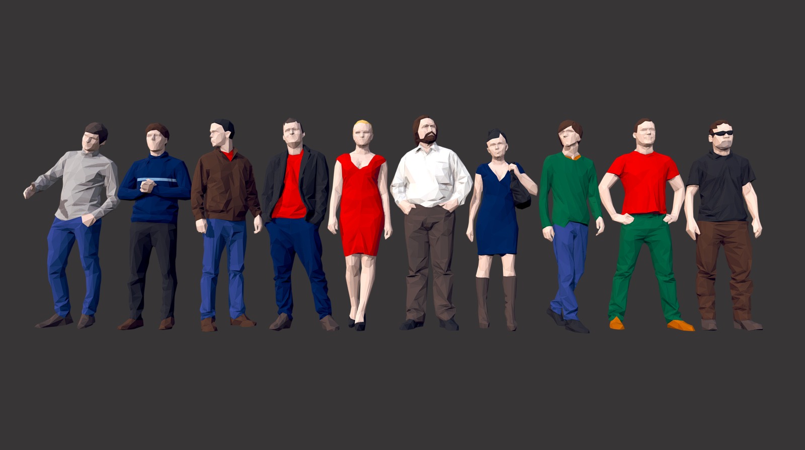 Colored Lowpoly People Shaded Vol. 4 - 3D model by kanistra [3d79b39 ...