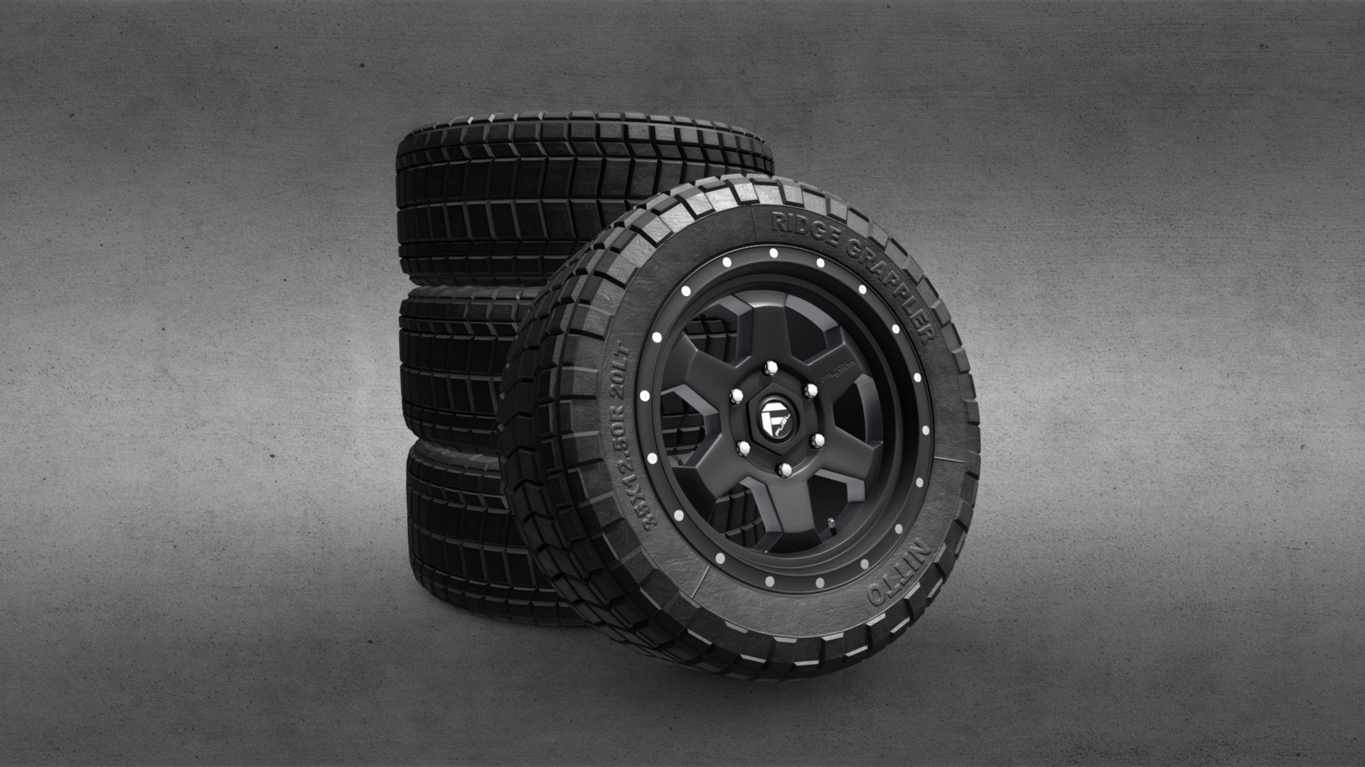 3D Modeled Black Rims and Mud Tires - Download Free 3D model by ...