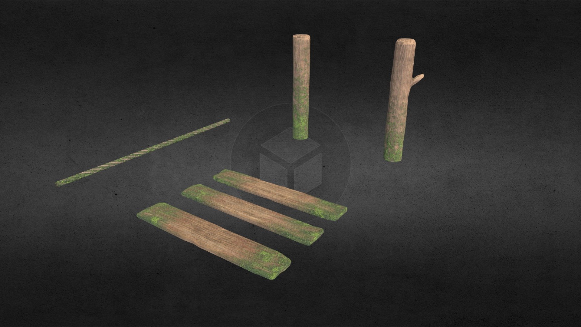 Bridge Building Kit (mossy) - 3D model by Cobernicus [3d8b56e] - Sketchfab