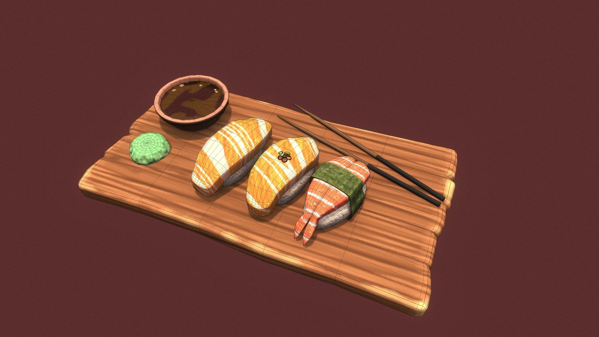 sushi_plate_low - 3D model by Ki._.abi [3dac0dd] - Sketchfab