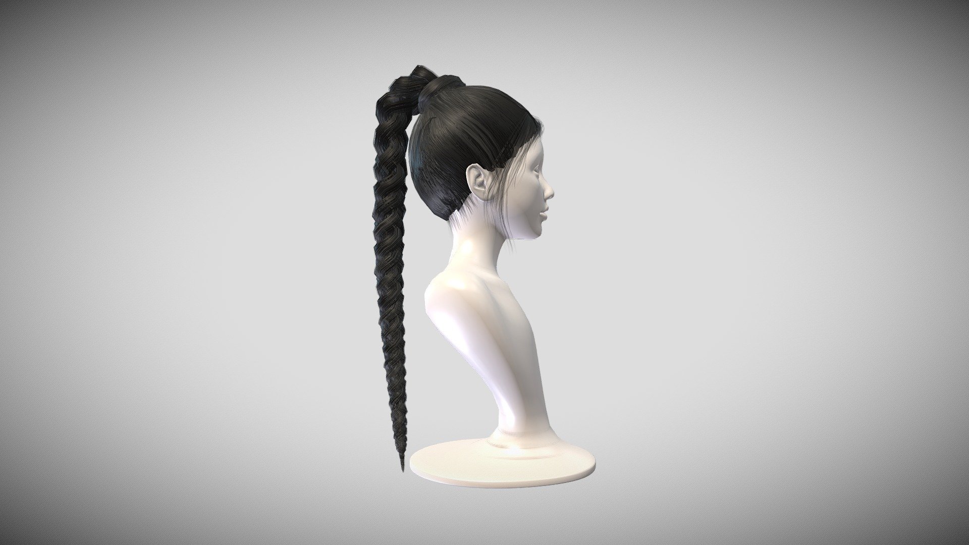 Realistic Black High ponytail braid long Hair - 3D model by Dollycat ...