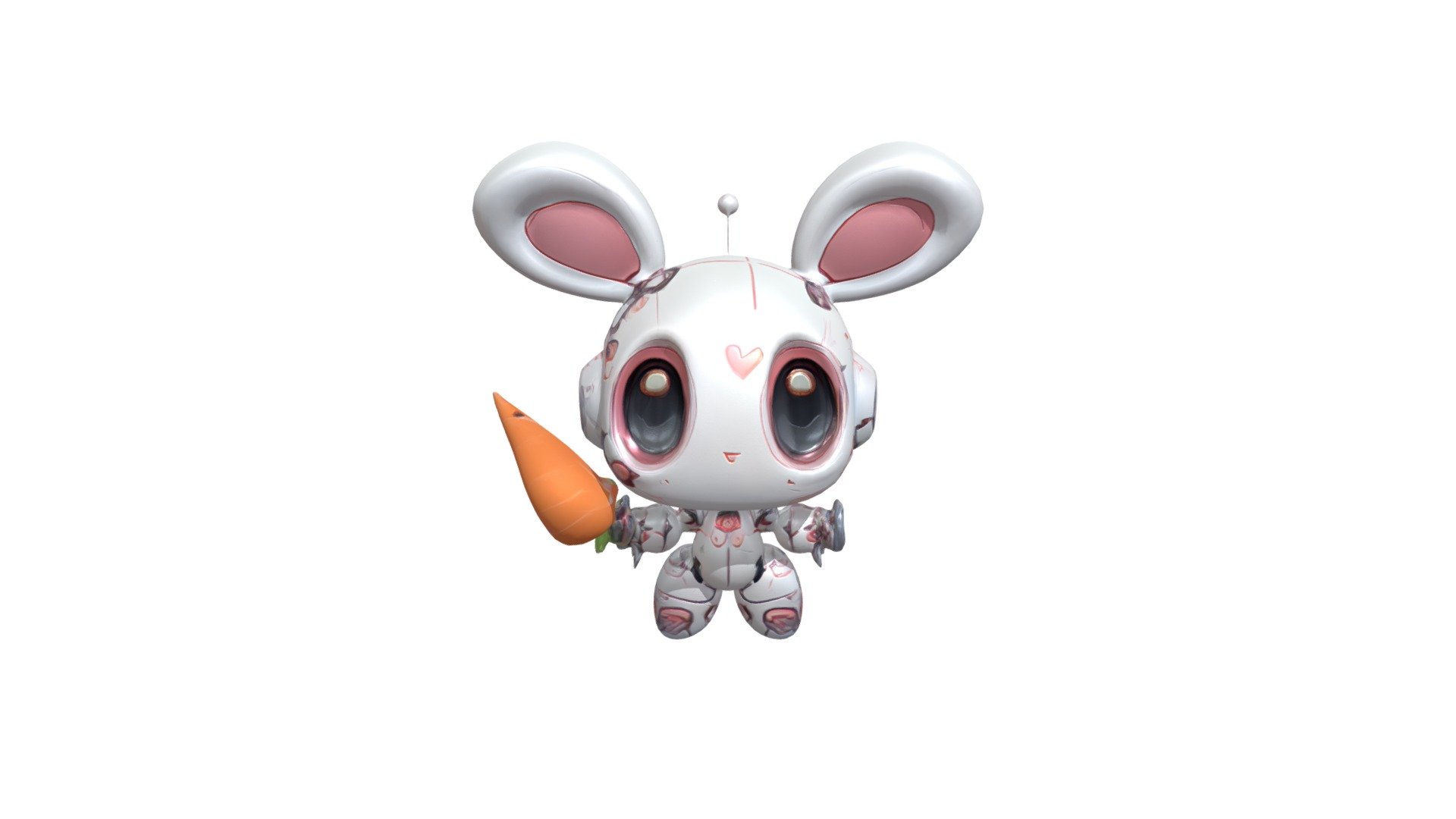 Cute robotic bunny with carrot - 3D model by zzeme [3dcdbdd] - Sketchfab