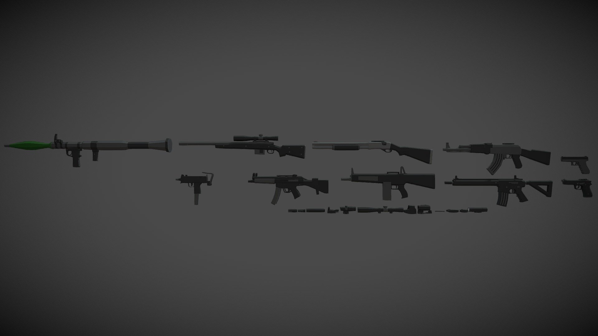 low poly guns - Download Free 3D model by malik-alqarasinih [3dd1ed9 ...
