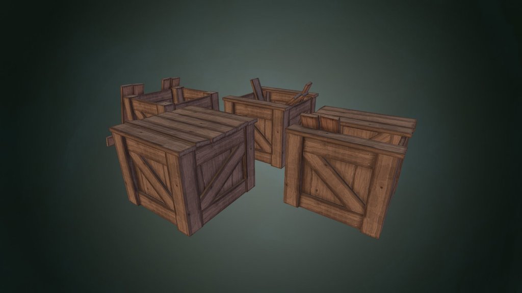 Modular Crate w/ Handpainted Textures - Download Free 3D model by ...