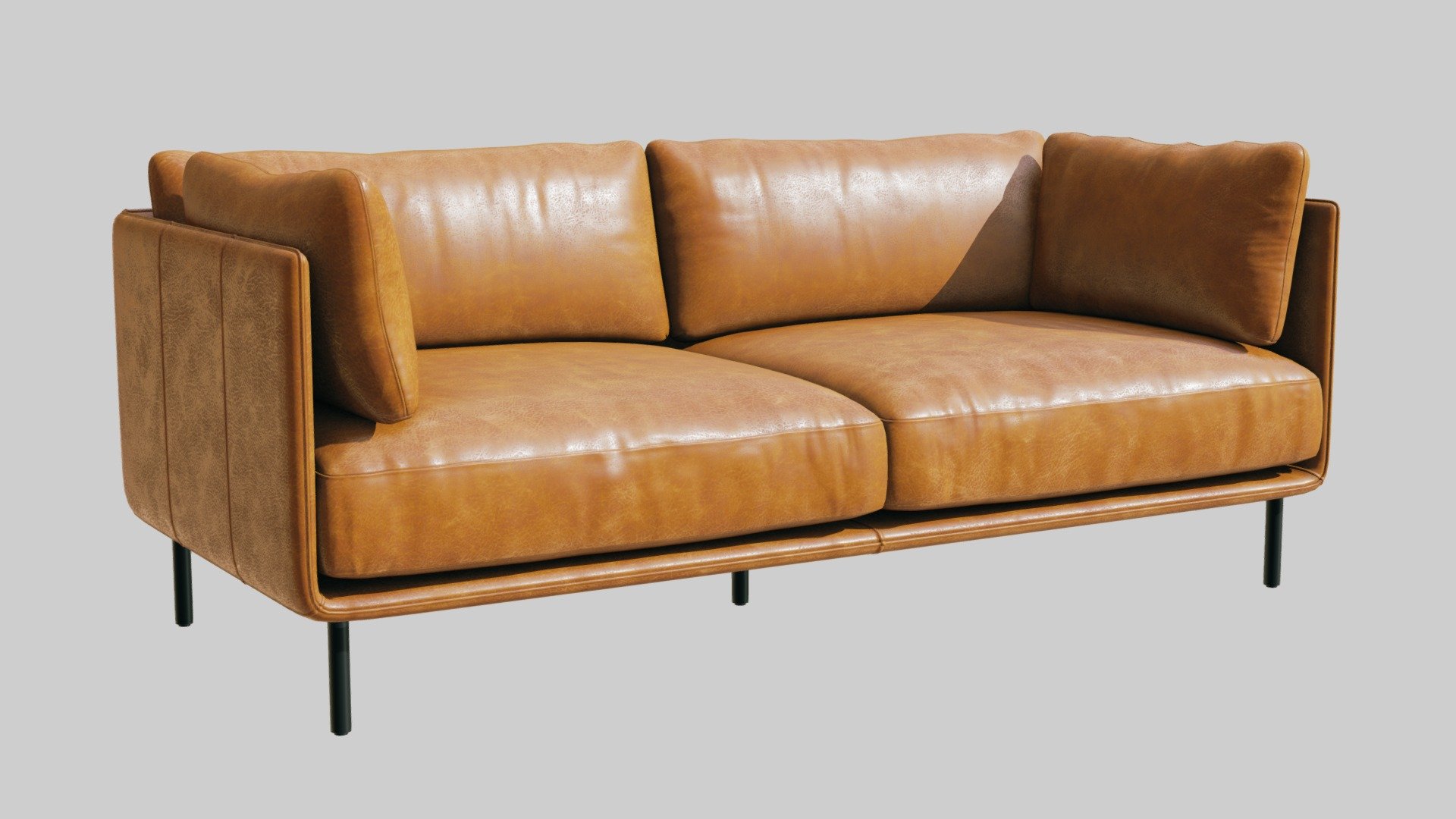 Crate&Barrel Wells Leather Sofa - 3D model by 3detto [3df4be0] - Sketchfab